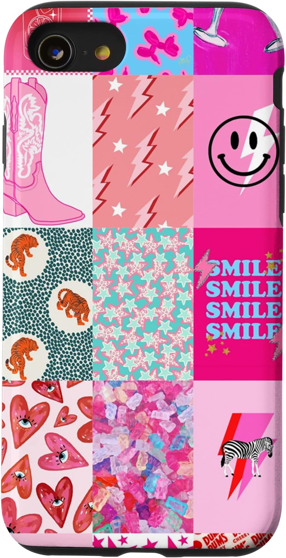 Amazon.com: iPhone SE (2020) / 7 / 8 Pink Boho Smile Face Lightning ...