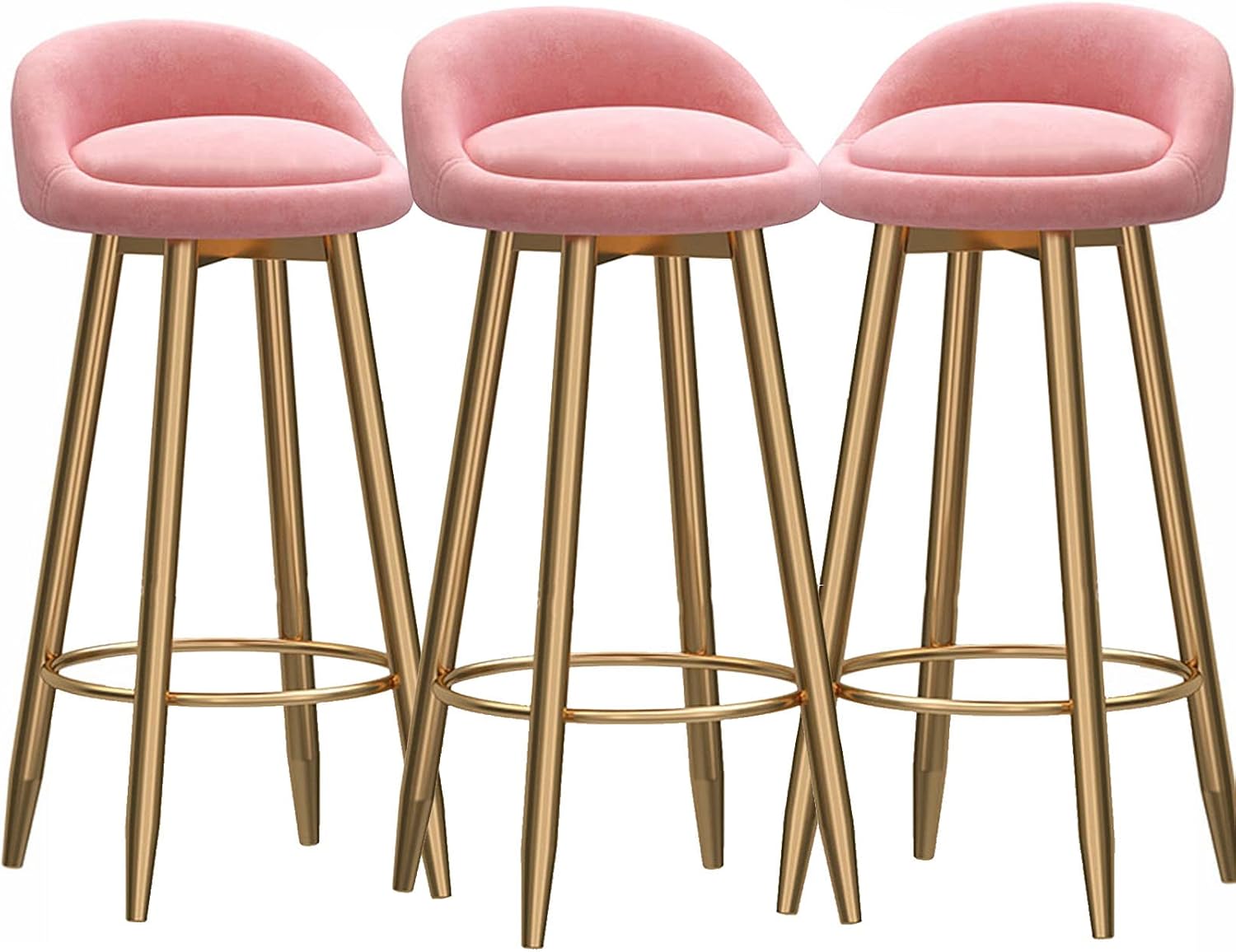 Amazon.com: Set of 3 Upholstered Velvet Breakfast Bar Chairs Kitchen ...
