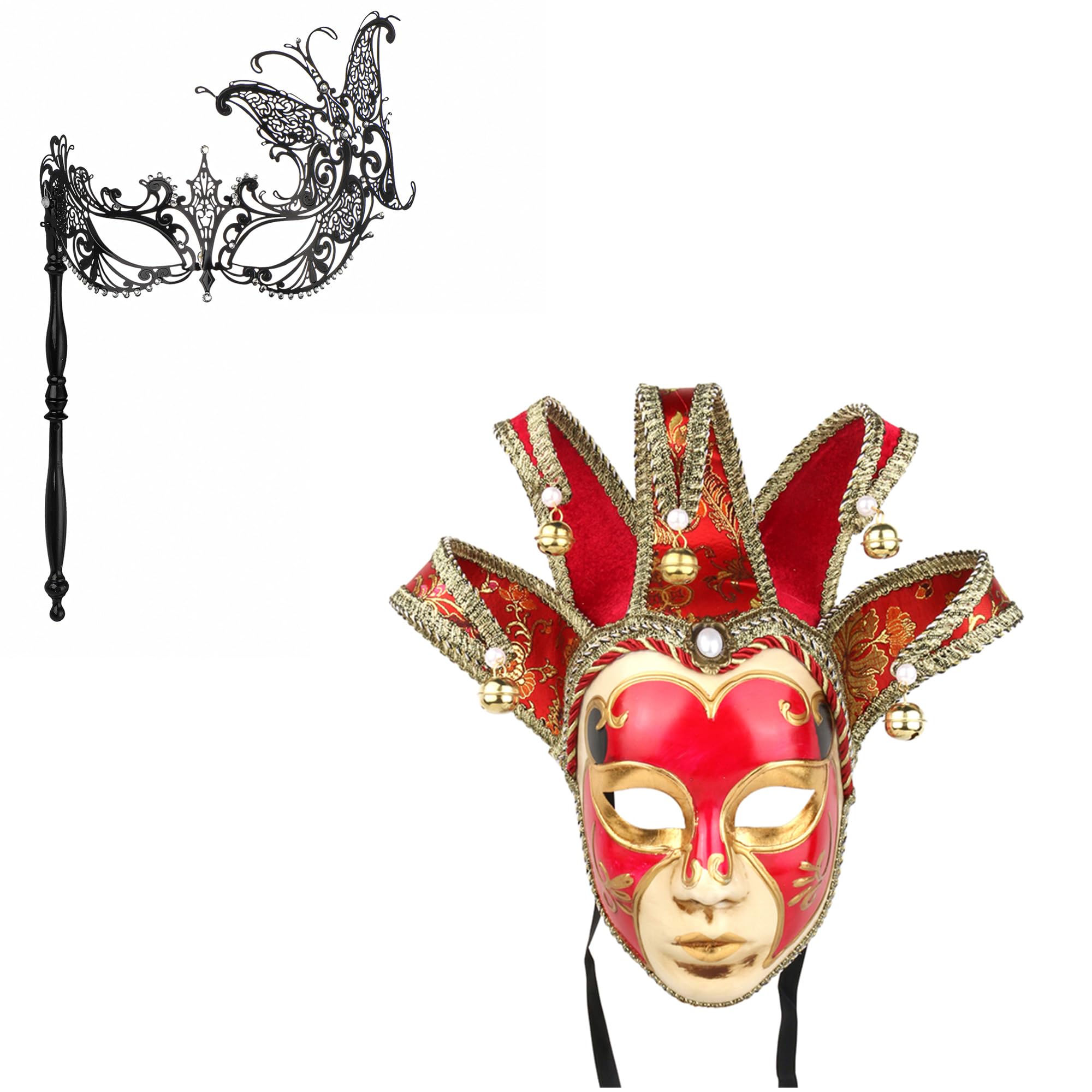 Amazon.com: YU FENG Halloween Joker Mask (Red) & Elegant Black ...
