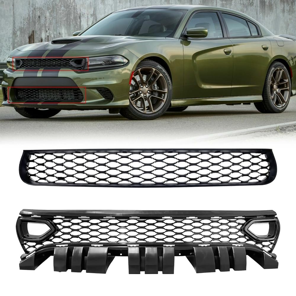 MATMACRO Front Upper Lower Grille Compatible for Dodge Charger SRT Scat ...