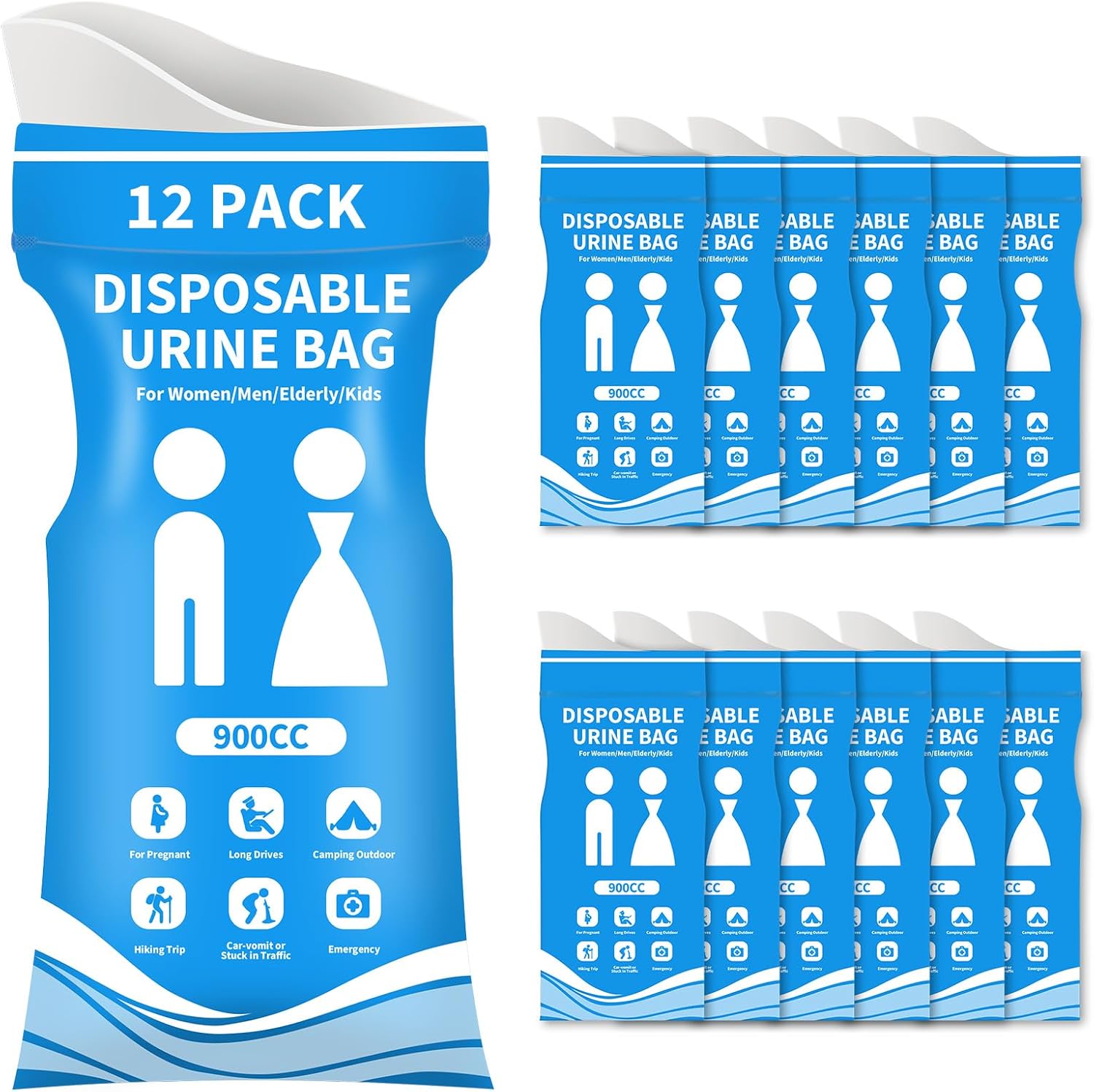 Amazon.com : Disposable Urine Bags 12 Pcs, 900ML Pee Bags for Travel ...