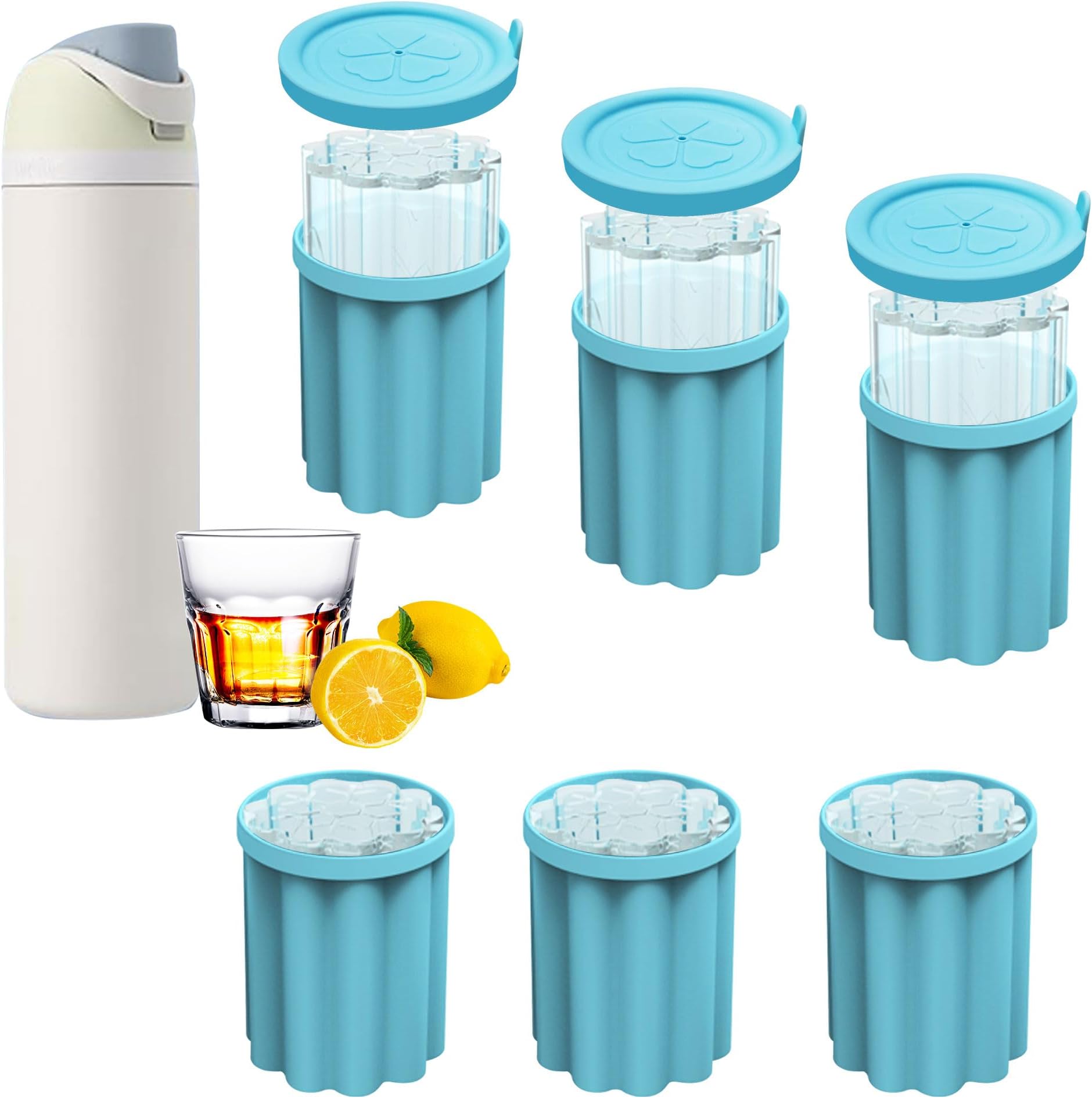 Amazon.com: Water Bottle Ice Cube Trays for Freezer - Silicone Ice ...