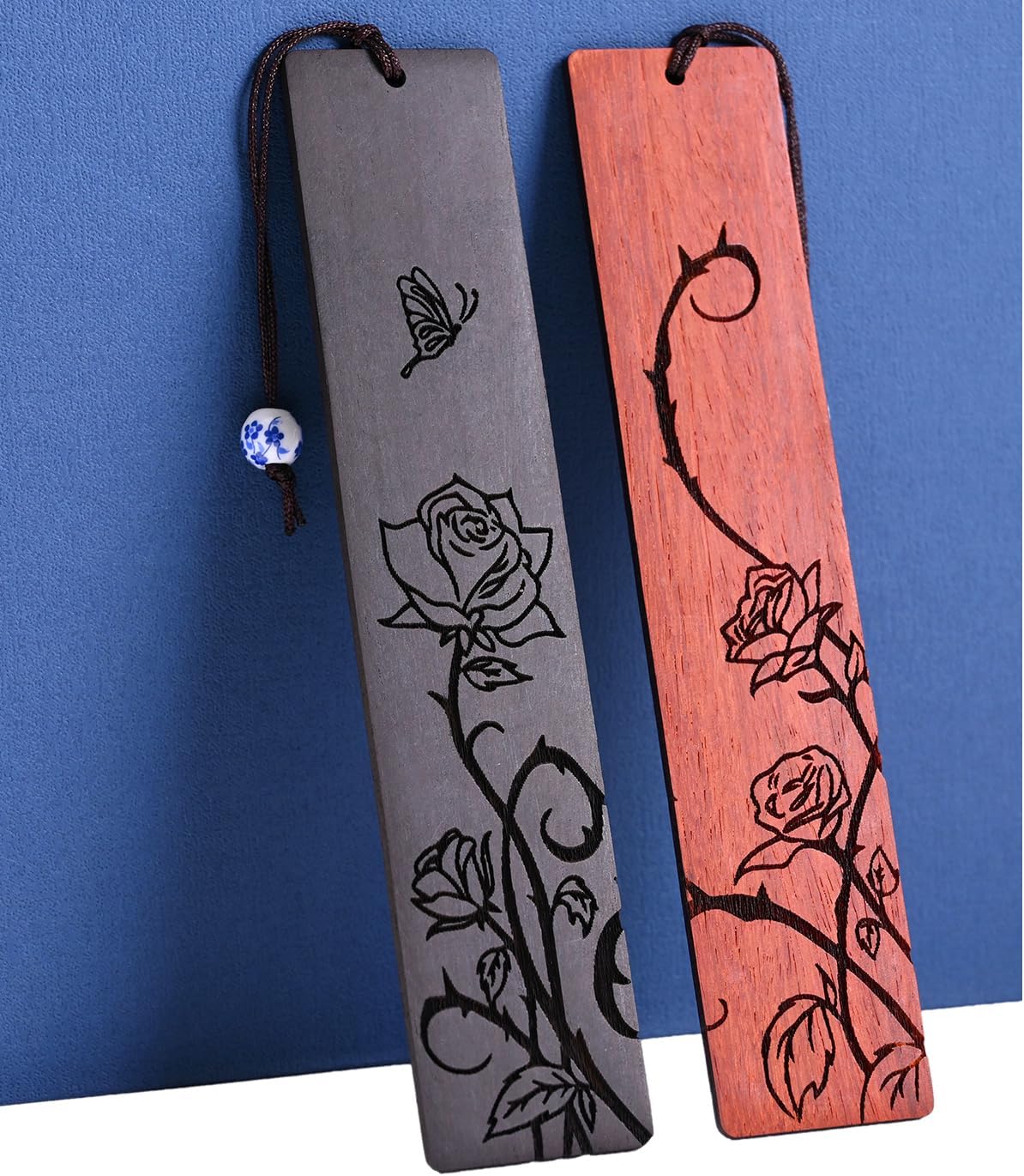 Amazon.com: Rose Flower Bookmarks for Women, Pretty Wooden Book Markers ...