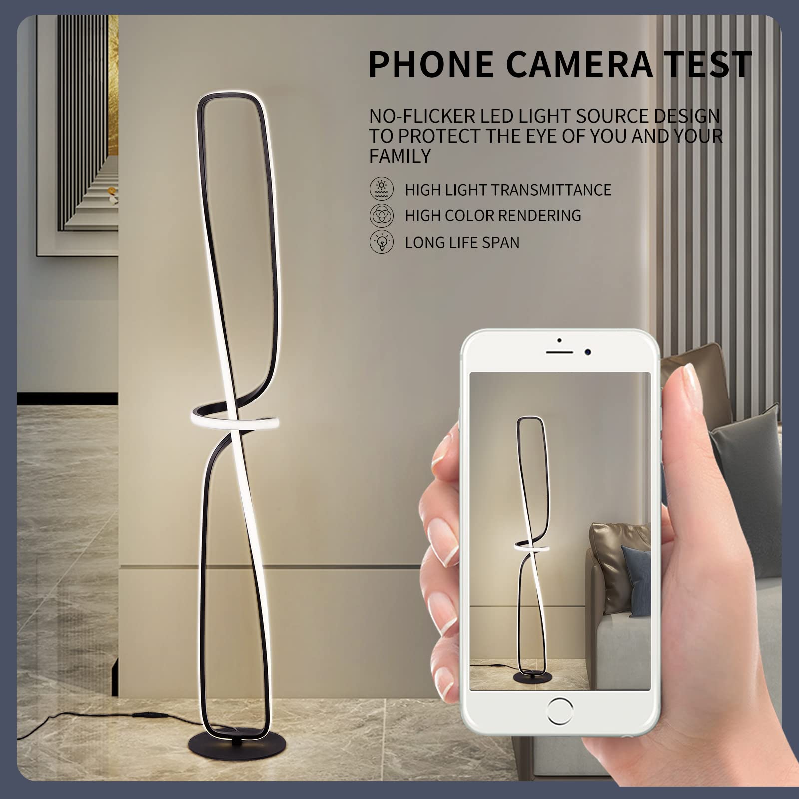POWROL Floor Lamp for Living Room - Modern LED Lamp Remote Adjustable 3 ...