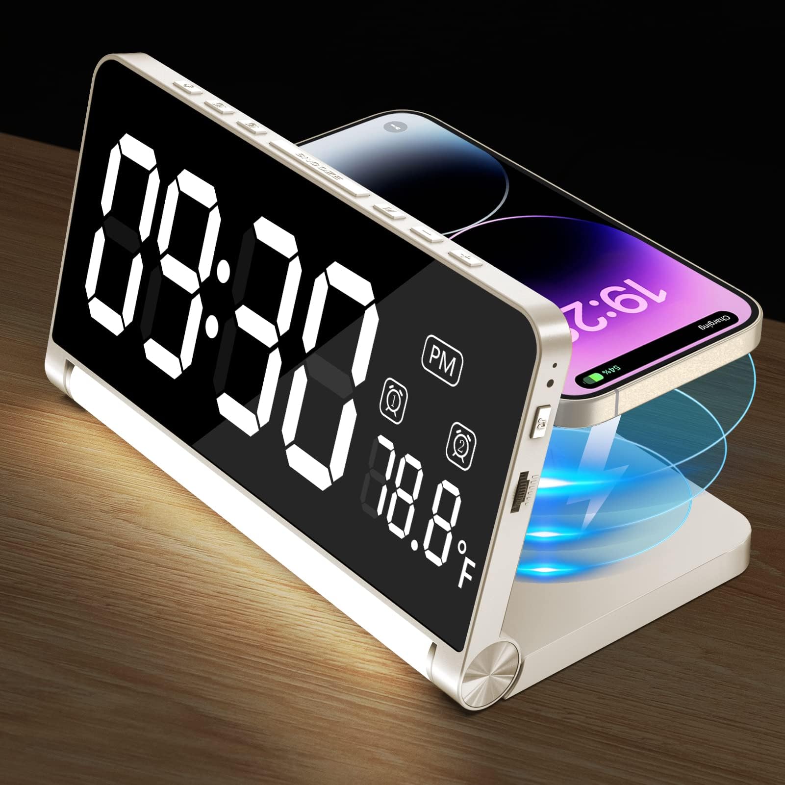 Amazon.com: Digital Alarm Clock with Wireless Charging and Night Light ...