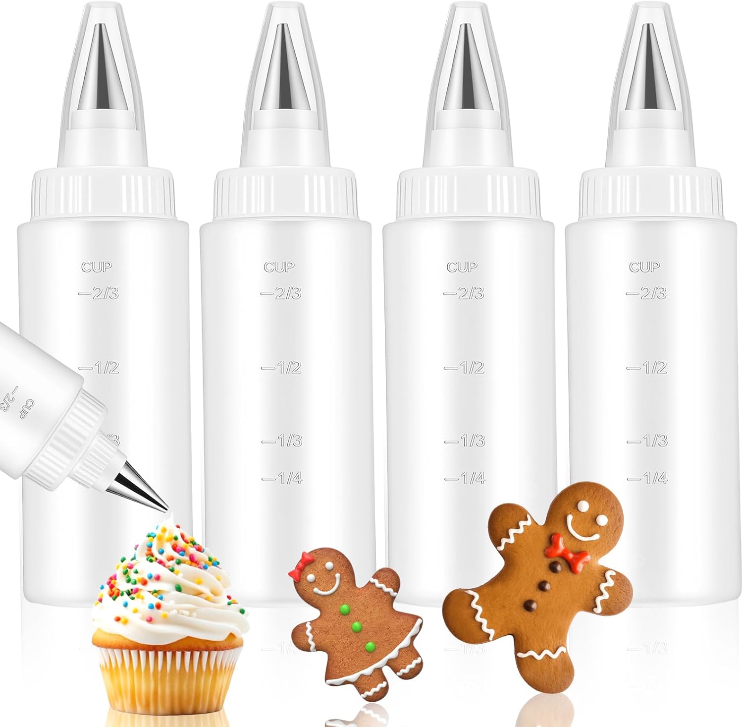 Amazon.com: Sibba 4Pcs Icing Squeeze Bottles, Stainless Steel Tip ...
