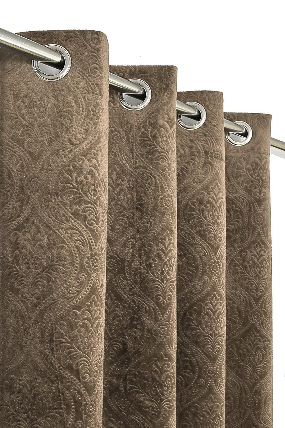 Buy STARNSTYLE Velvet Fabric Emboss Long Door Curtains 9 Feet Set of 2 ...