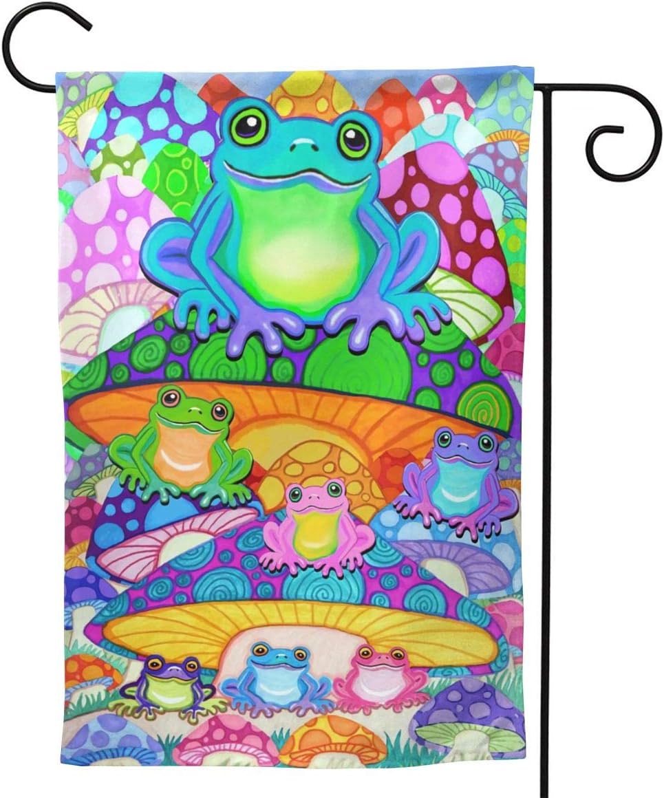Amazon.com : Psychedelic Mushrooms Frog Garden Flag Double Sided ...
