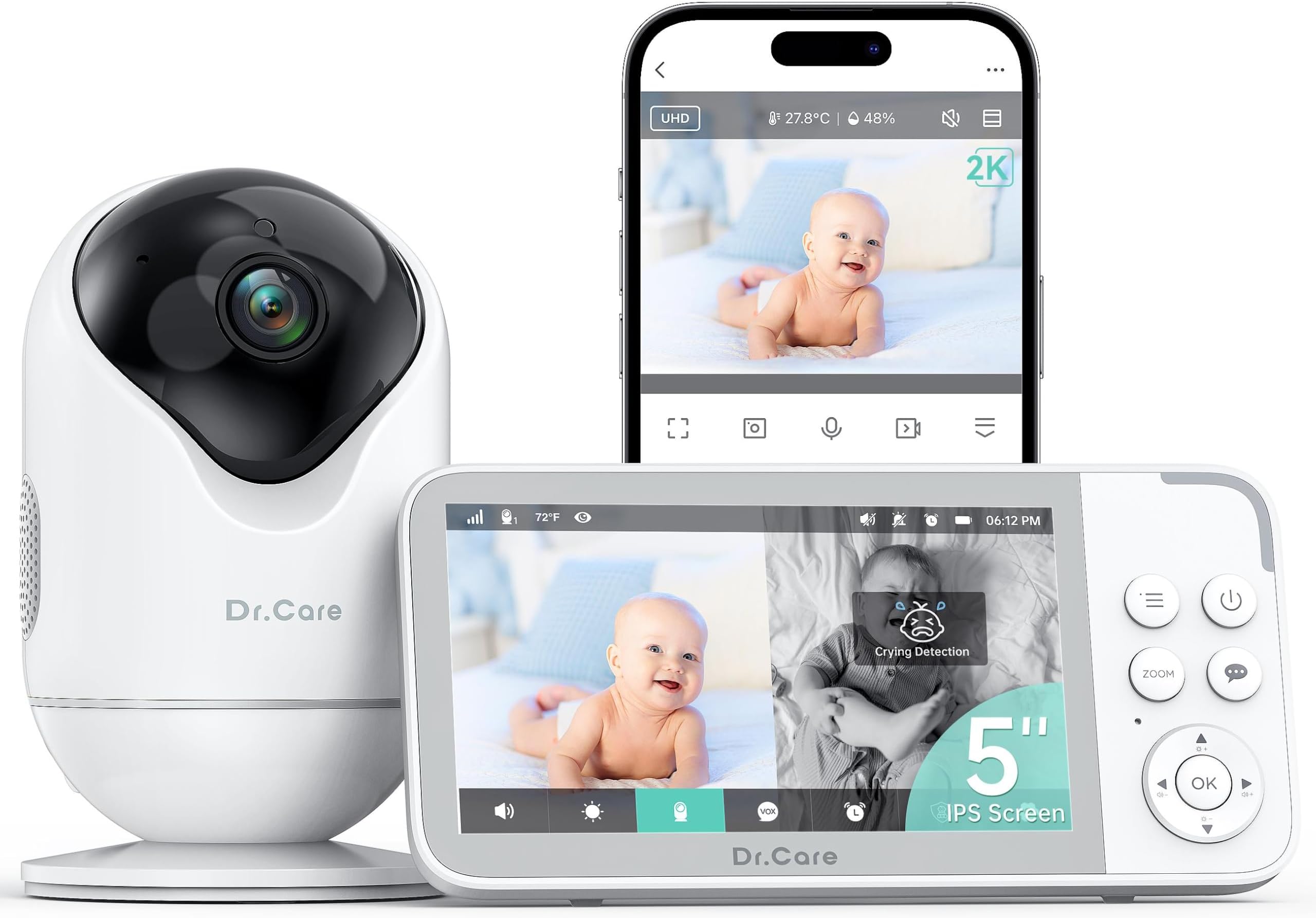 Amazon.com: eufy Security Baby Monitor E20 with 2K HD Camera, 5'' 720p ...