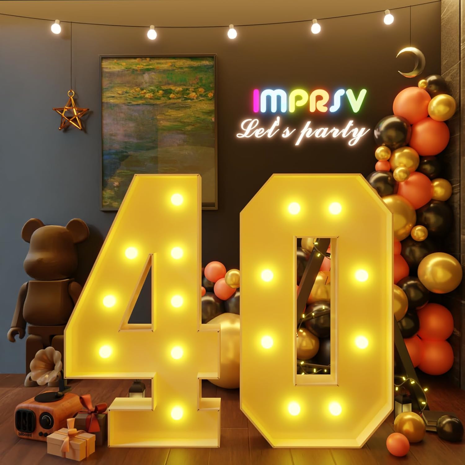 Amazon.com: imprsv 3FT Marquee Light Up Numbers, Marquee Numbers 40th ...
