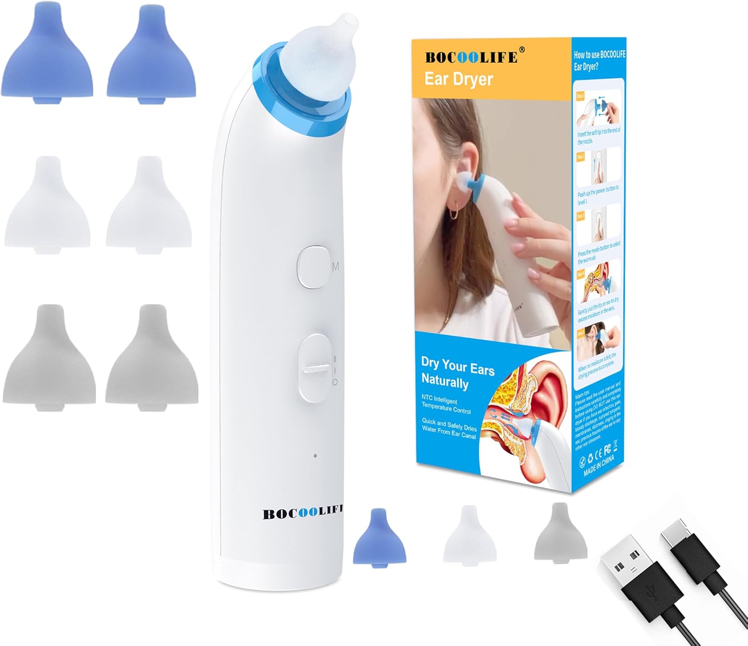 Amazon.com: BOCOOLIFE Ear Dryer Rechargeable Swimmers Ear Dryer, Ear ...