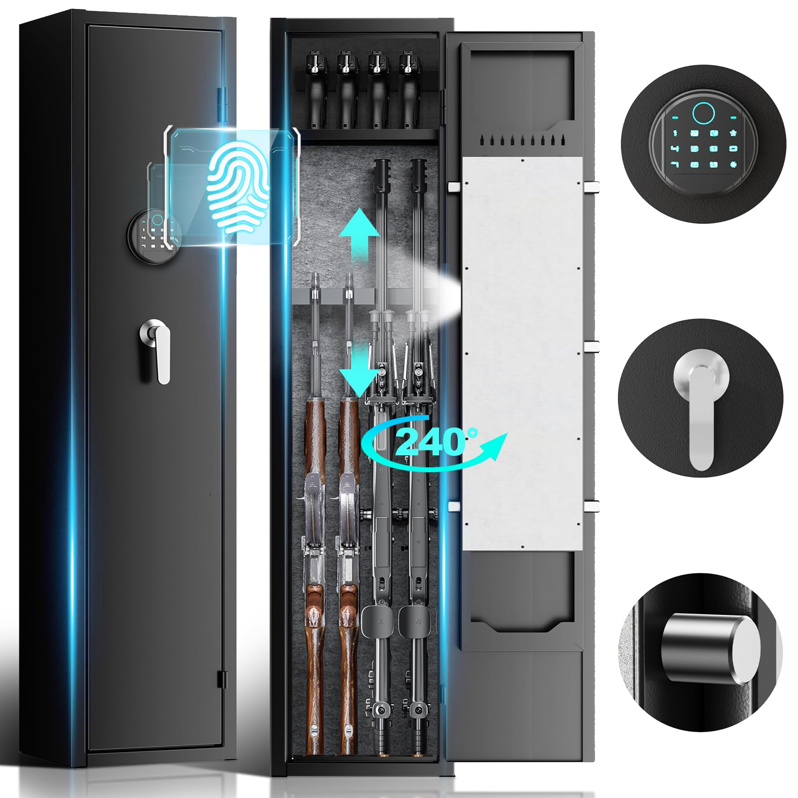 Amazon.com: KARUIKEV 3-4 Secure Rifle Gun Safe, Gun Cabinet for Home ...