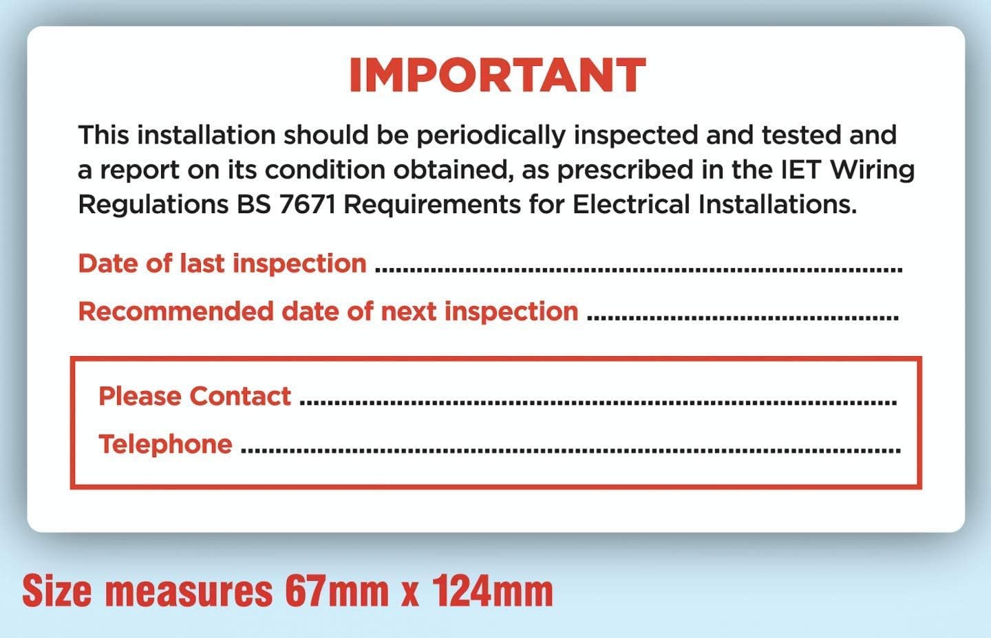 Electrical Safety Stickers, 100, Important BS7671 : Amazon.co.uk ...