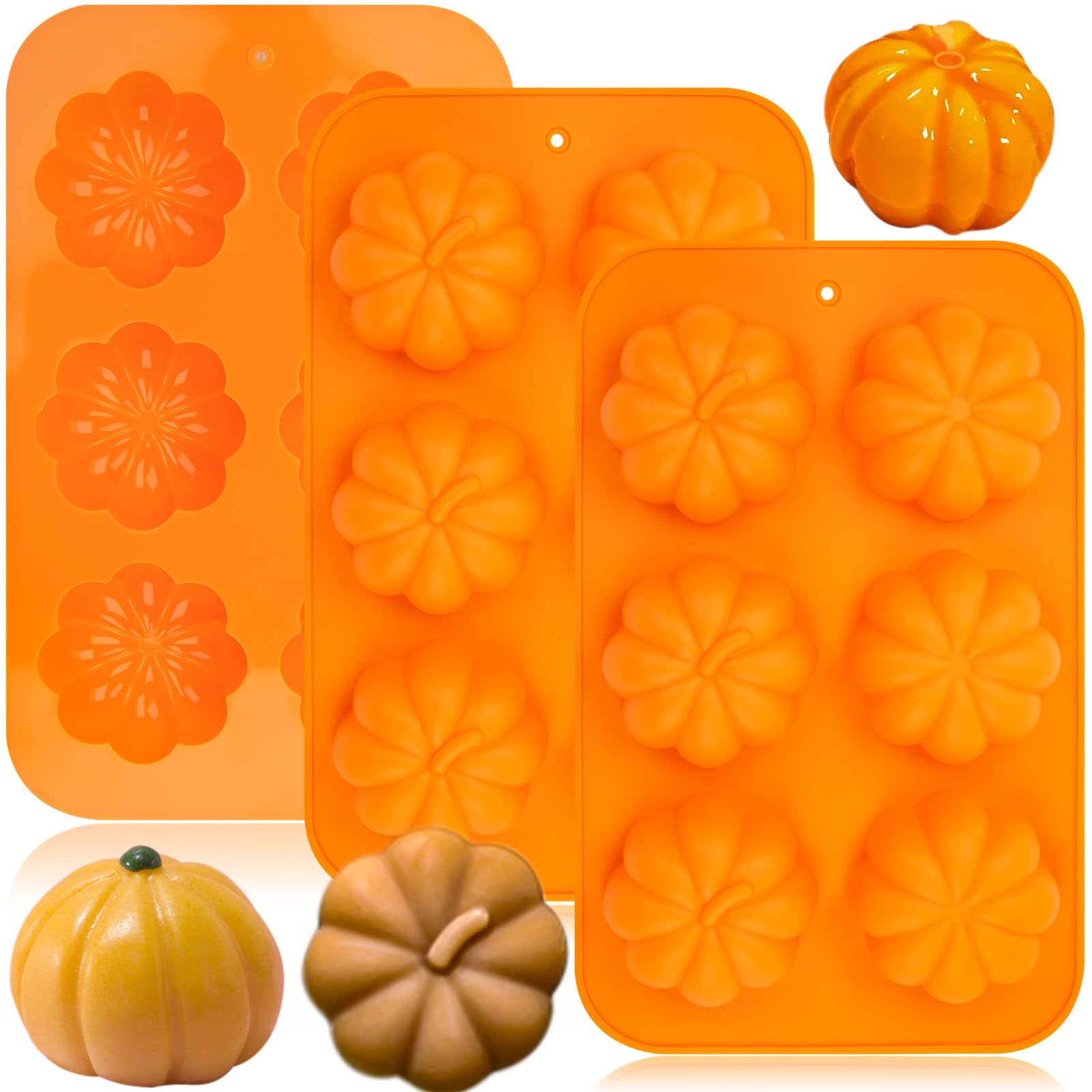 Amazon.com: 3 Pack Halloween Pumpkin Chocolate Mold, 3D Autumn Harvest ...