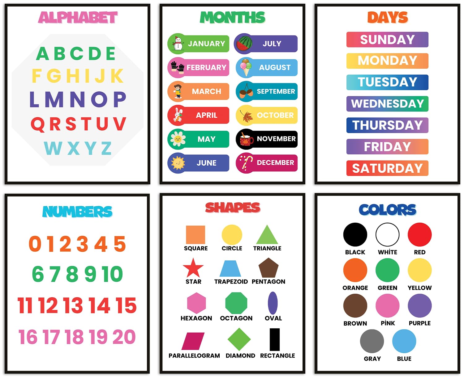 Amazon.com: Educational Posters, Homeschool Decorations, Preschool Wall ...