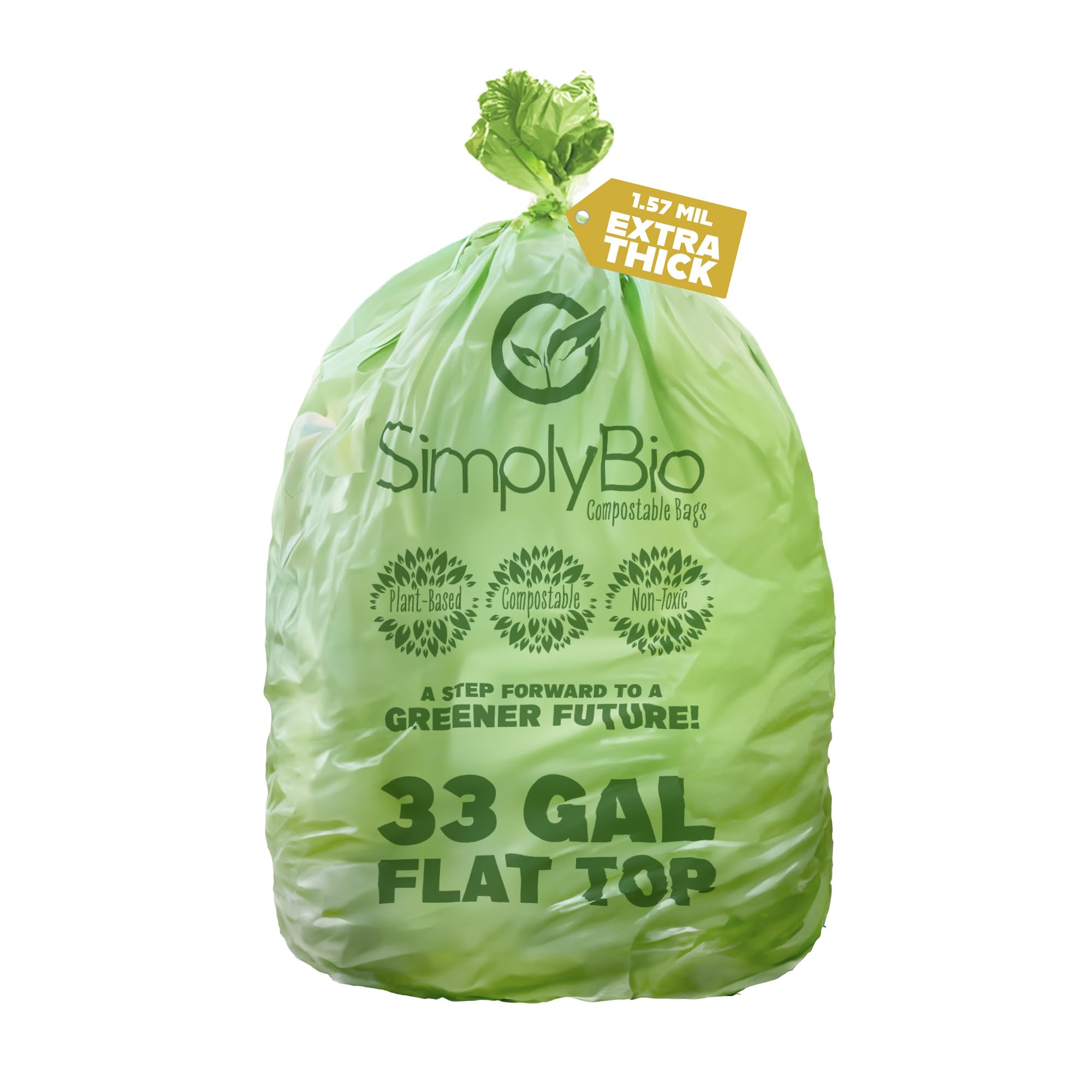 Amazon.com: Simply Bio 33 Gallon Compostable Trash Bags Flat-Top, Heavy ...