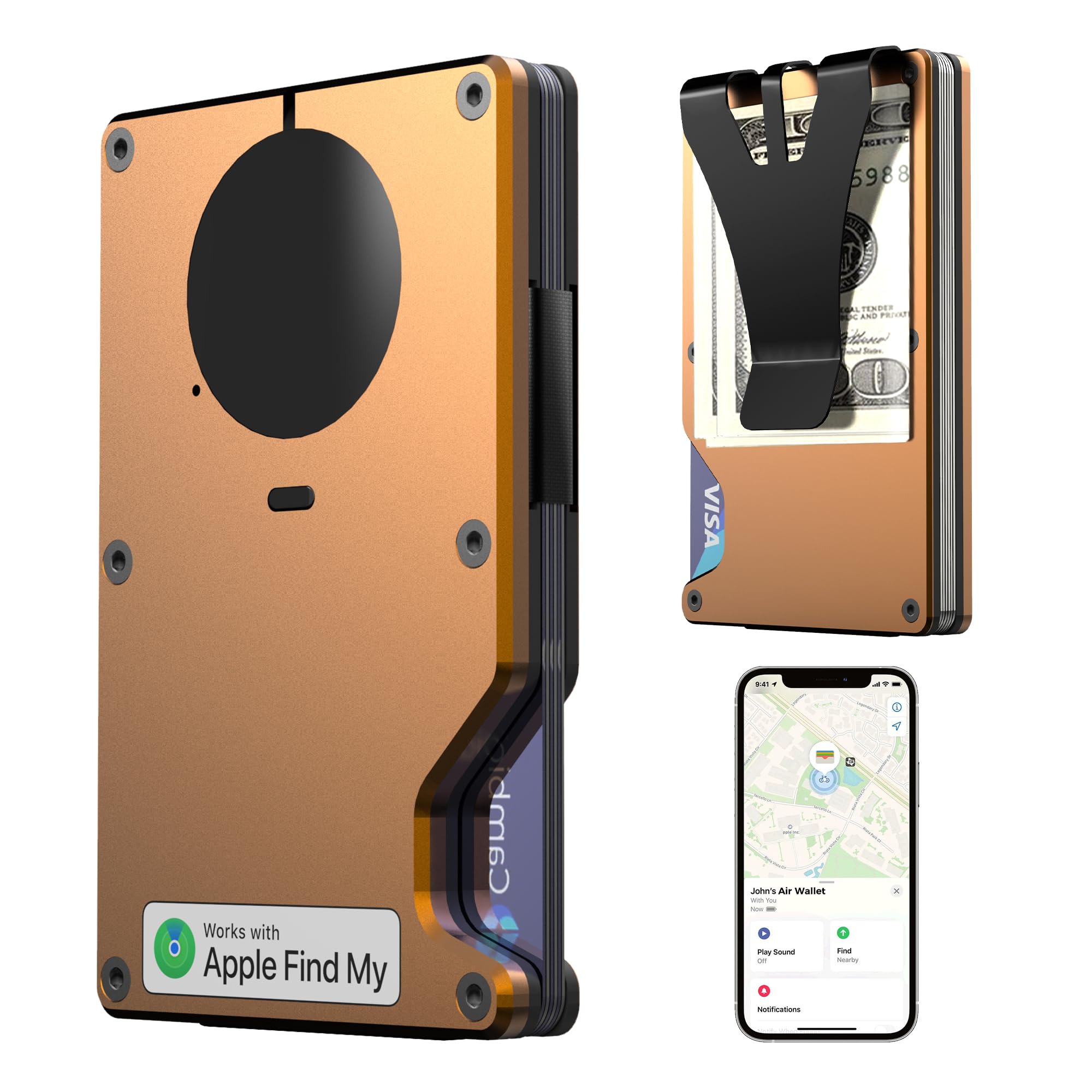 Amazon.com: Air Wallet, Minimalist Wallet with Built in Airtag Chip ...