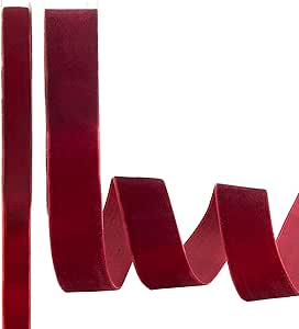 Amazon.com: Foshird Dark Red Velvet Ribbon for Gift Wrapping - Thin Red ...