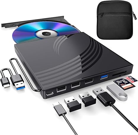 Amazon.com: BPAKDU External CD/DVD Drive for Laptop with Carrying Case ...