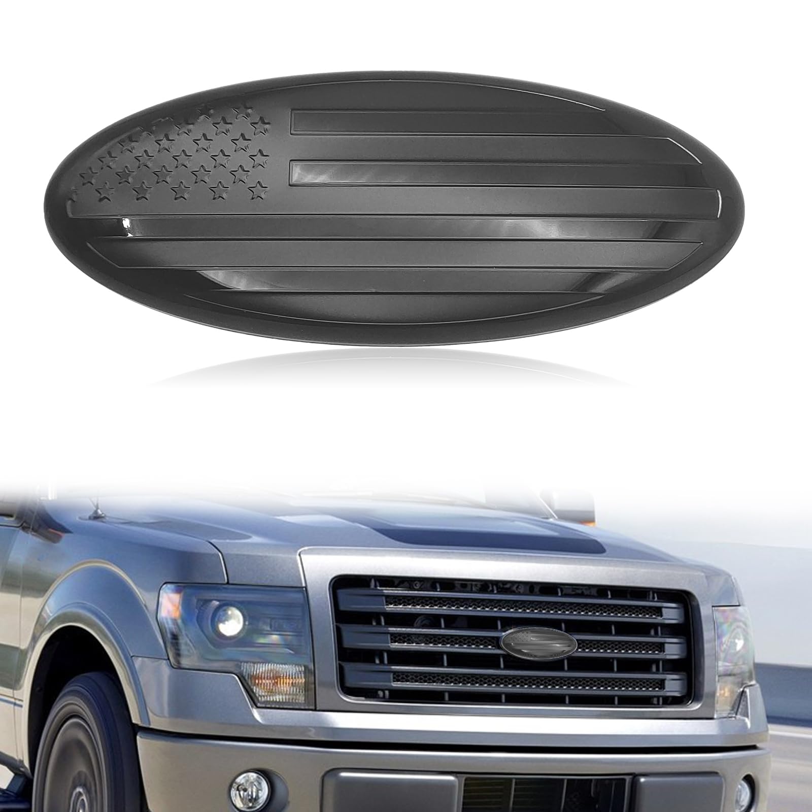 Snapklik.com : Front Grille Emblem 9 Inch American Flag Emblem For Ford ...