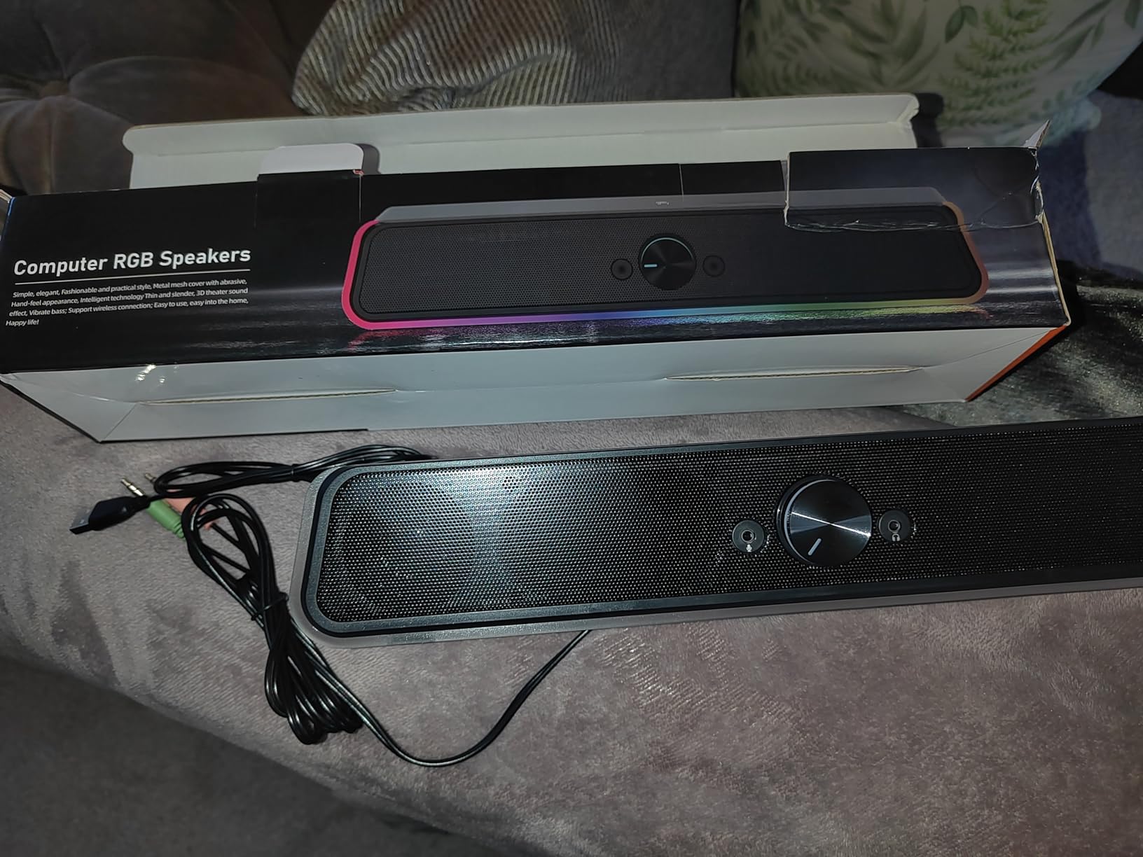 AUNNO PC Speakers, USB Powered Computer Speakers with RGB Light, Gaming ...