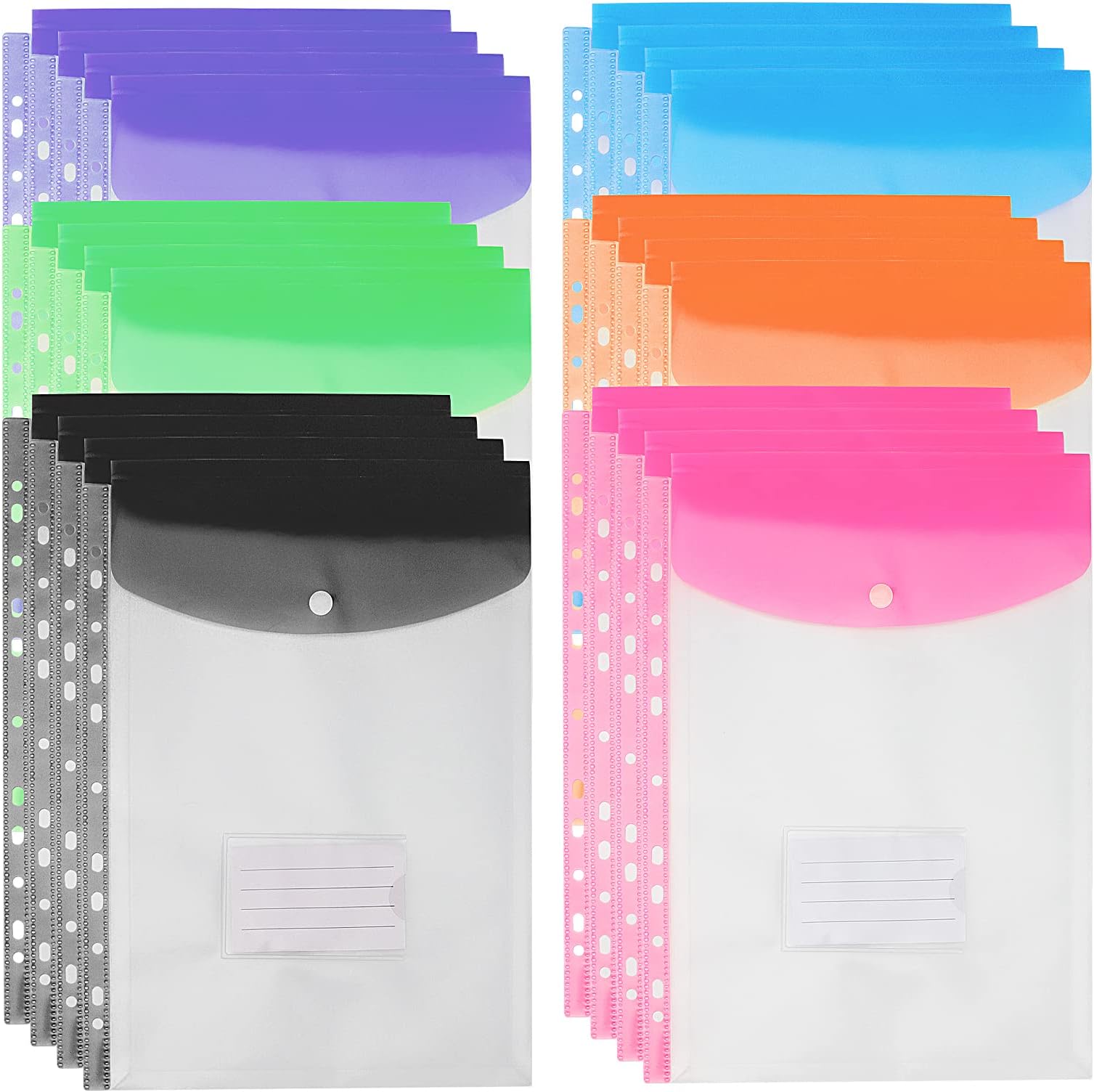 JOIKIT 24 Pack A4 Punched Wallet Pockets, Plastic Document File, A4 ...