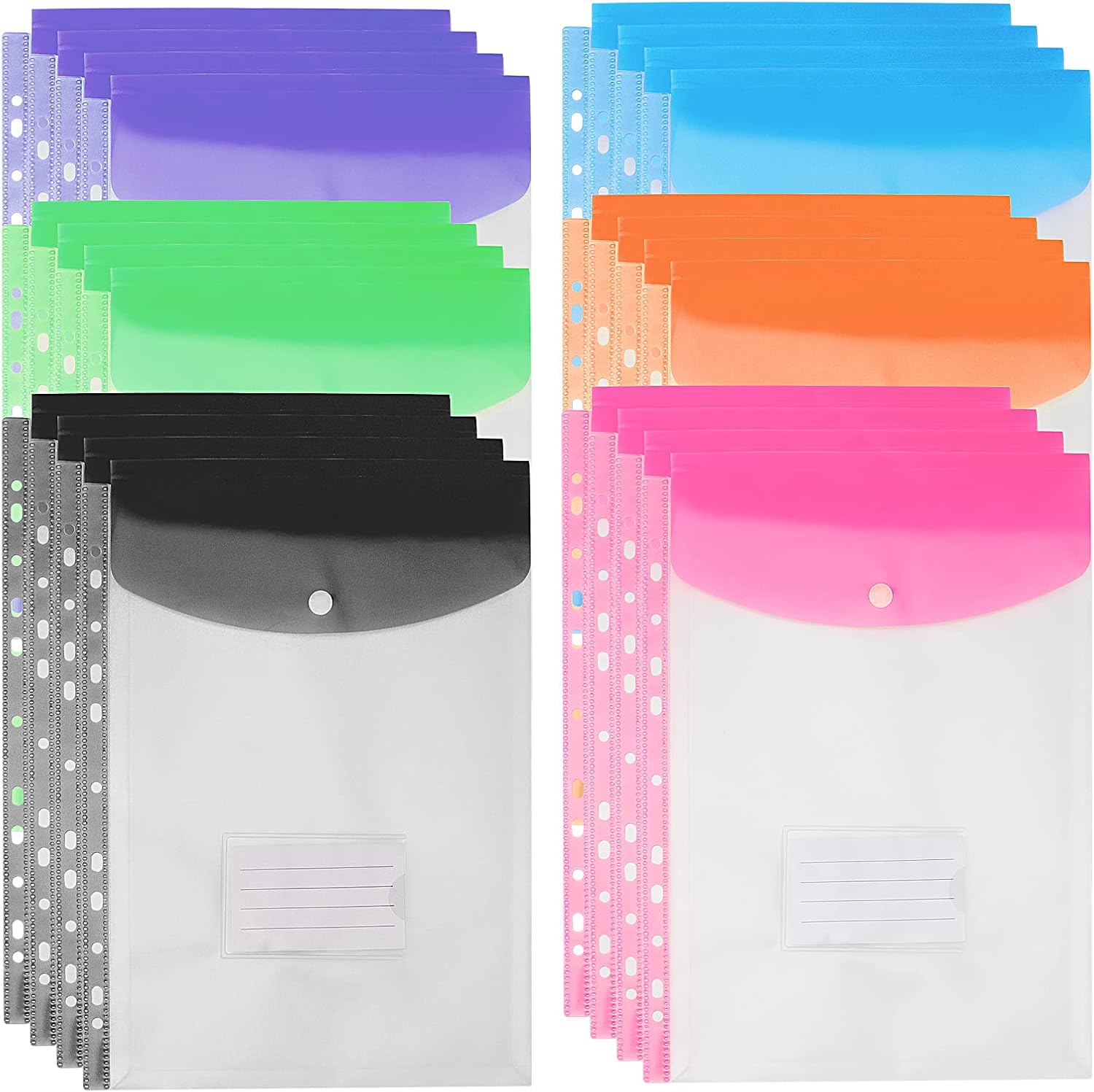 JOIKIT 24 Pack A4 Punched Wallet Pockets, Plastic Document File, A4 ...