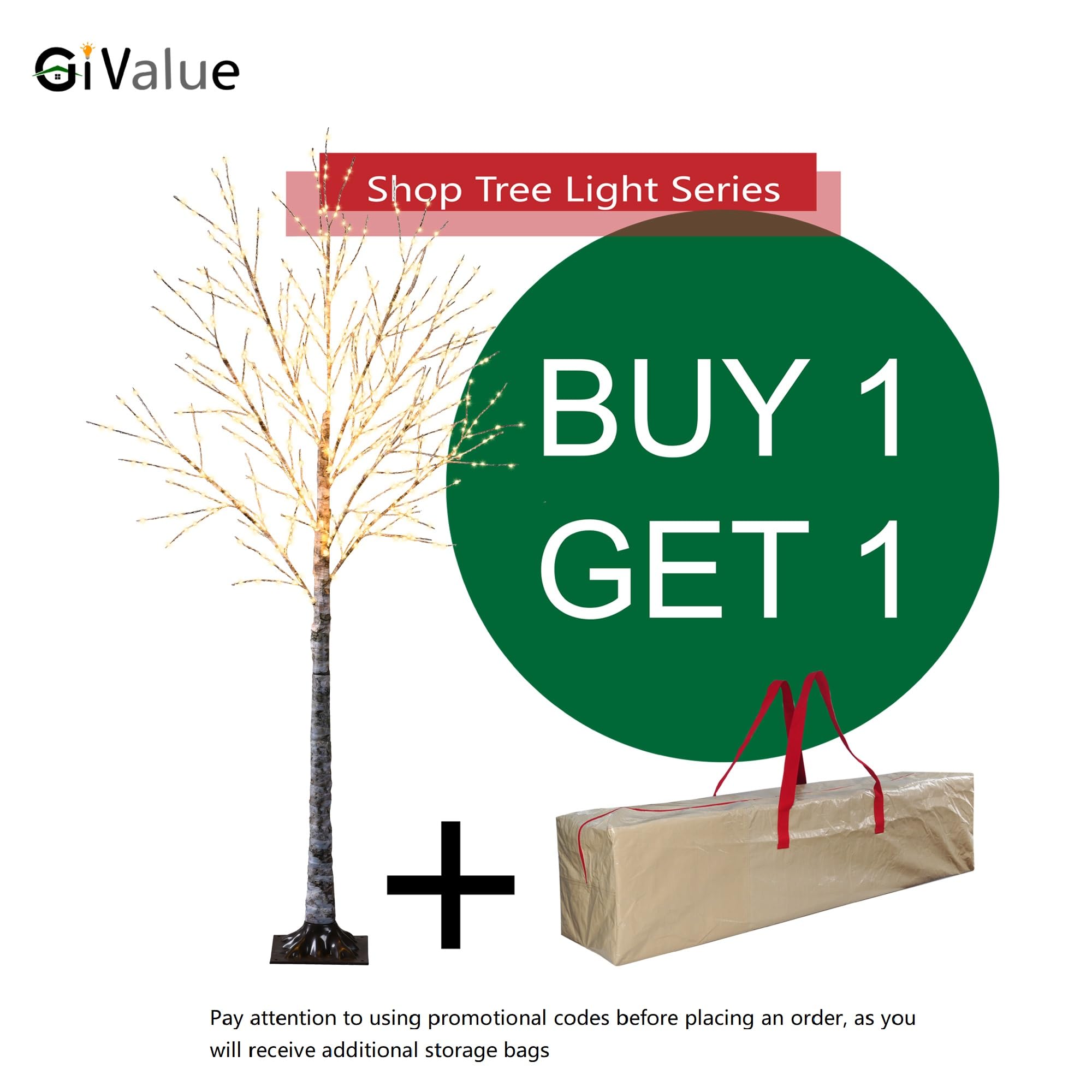 GiValue Artificial Lighted Tree 6FT Birch Tree with 600 Micro-LED ...