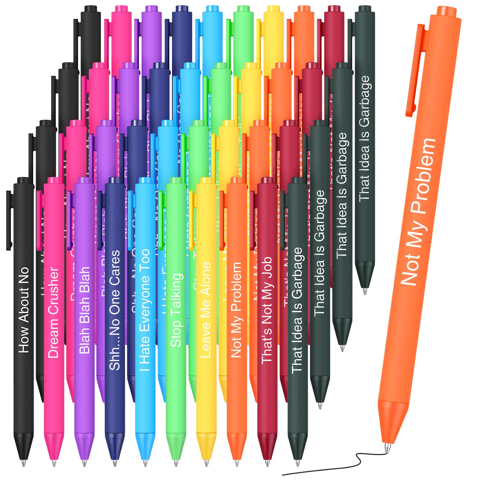 Amazon.com : Yeaqee 40 Pcs Funny Ballpoint Pens Set Swear Word Daily ...