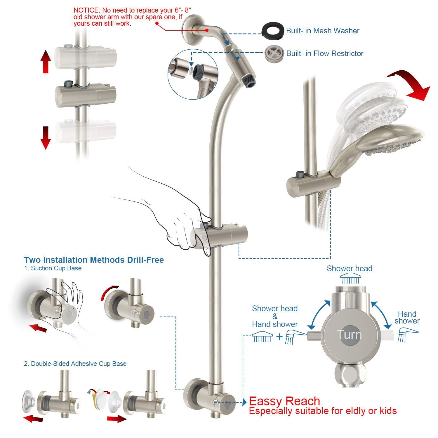 Snapklik.com : Egretshower Handheld Showerhead & Rain Shower Combo For ...