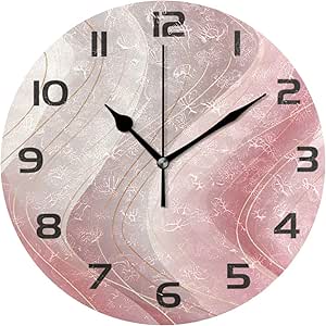 Amazon.com: Nesatuwa Wall Clock Rose Gold Texture 10 Inch Silent Non ...