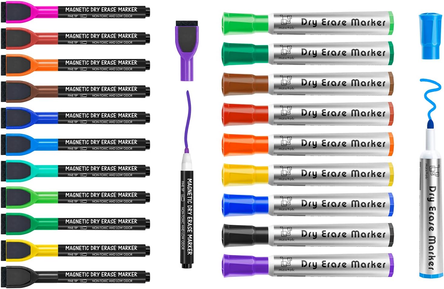 Amazon.com : maxtek Magnetic Dry Erase Markers Fine Tip, Whiteboard ...