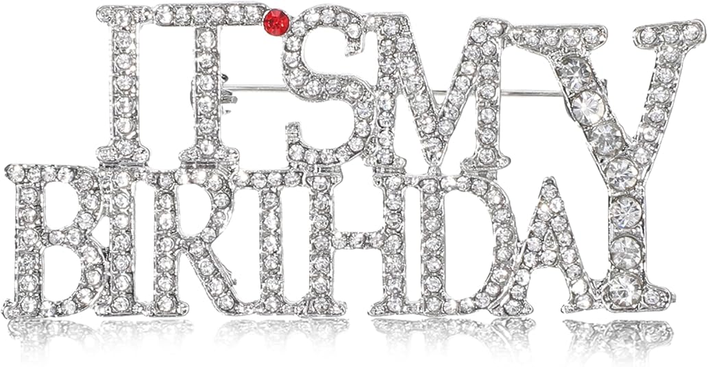 Amazon.com: Its My Birthday Pin, Silver Rhinestones Birthday Pin for ...