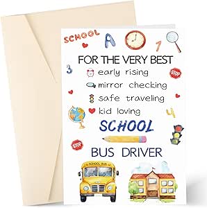 Amazon.com: Thank You Card with Envelope, School Bus Driver Thank You ...