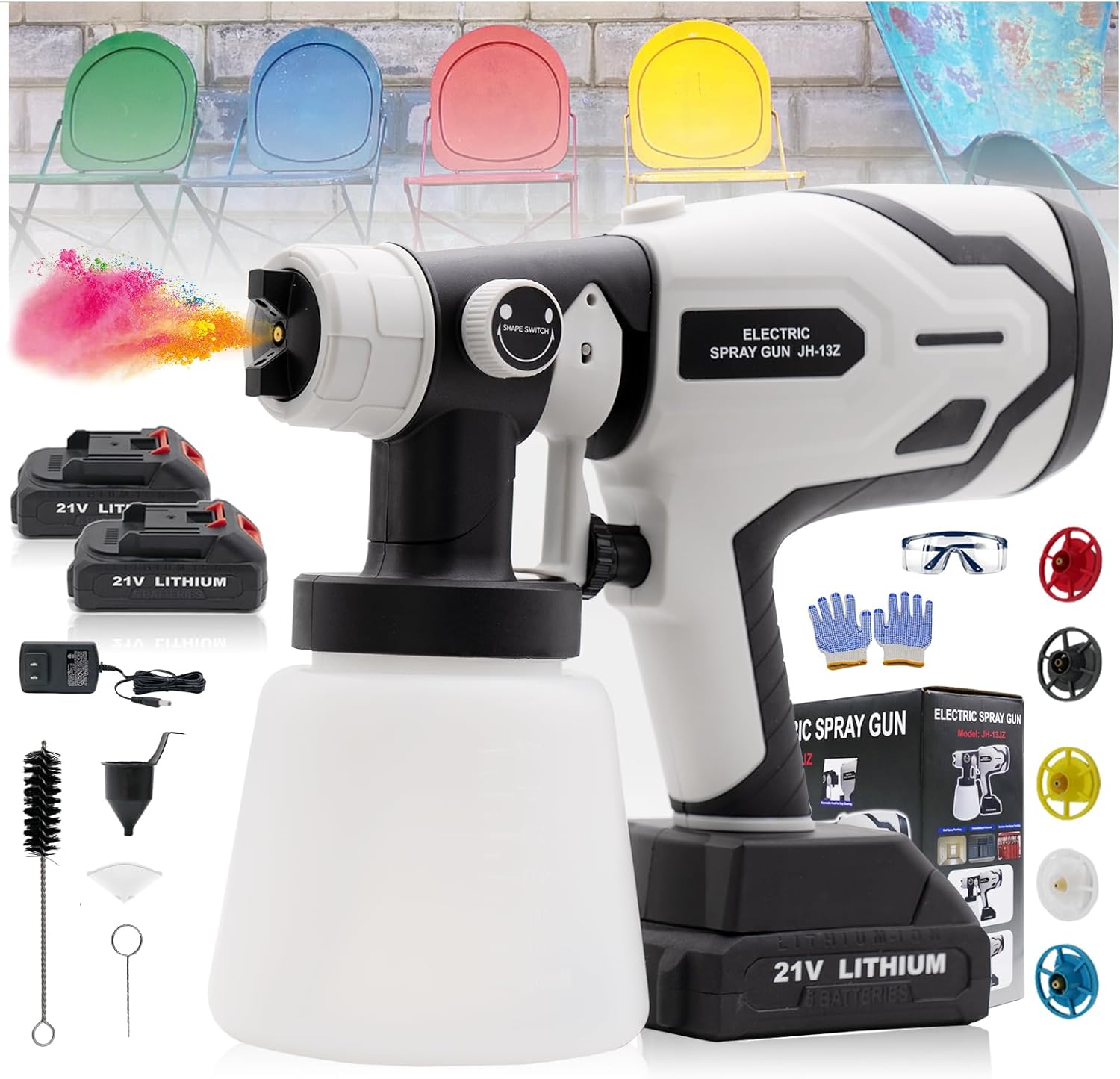 Cordless Paint Sprayer with 2 Battery for Home Interior and Exterior ...
