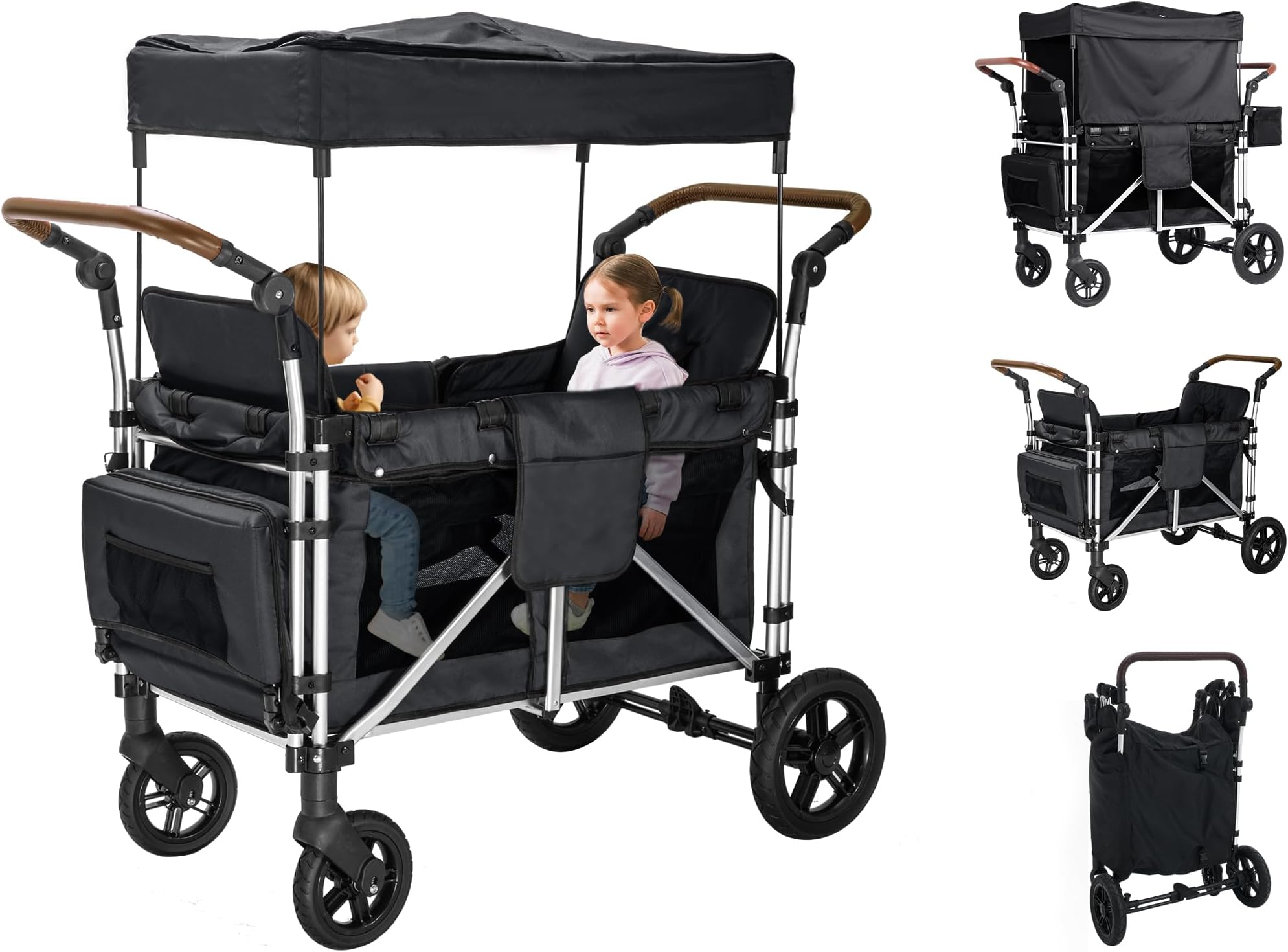 Amazon.com : Stroller Wagon for 2 Kids, Cart Featuring 2 High Seat with ...