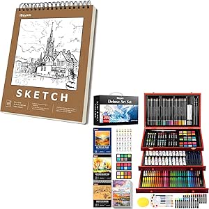 Amazon.com: iBayam 9" x 12" Premium Sketch Book Set, iBayam Deluxe Art Set 195-Pack Artist Gift ...