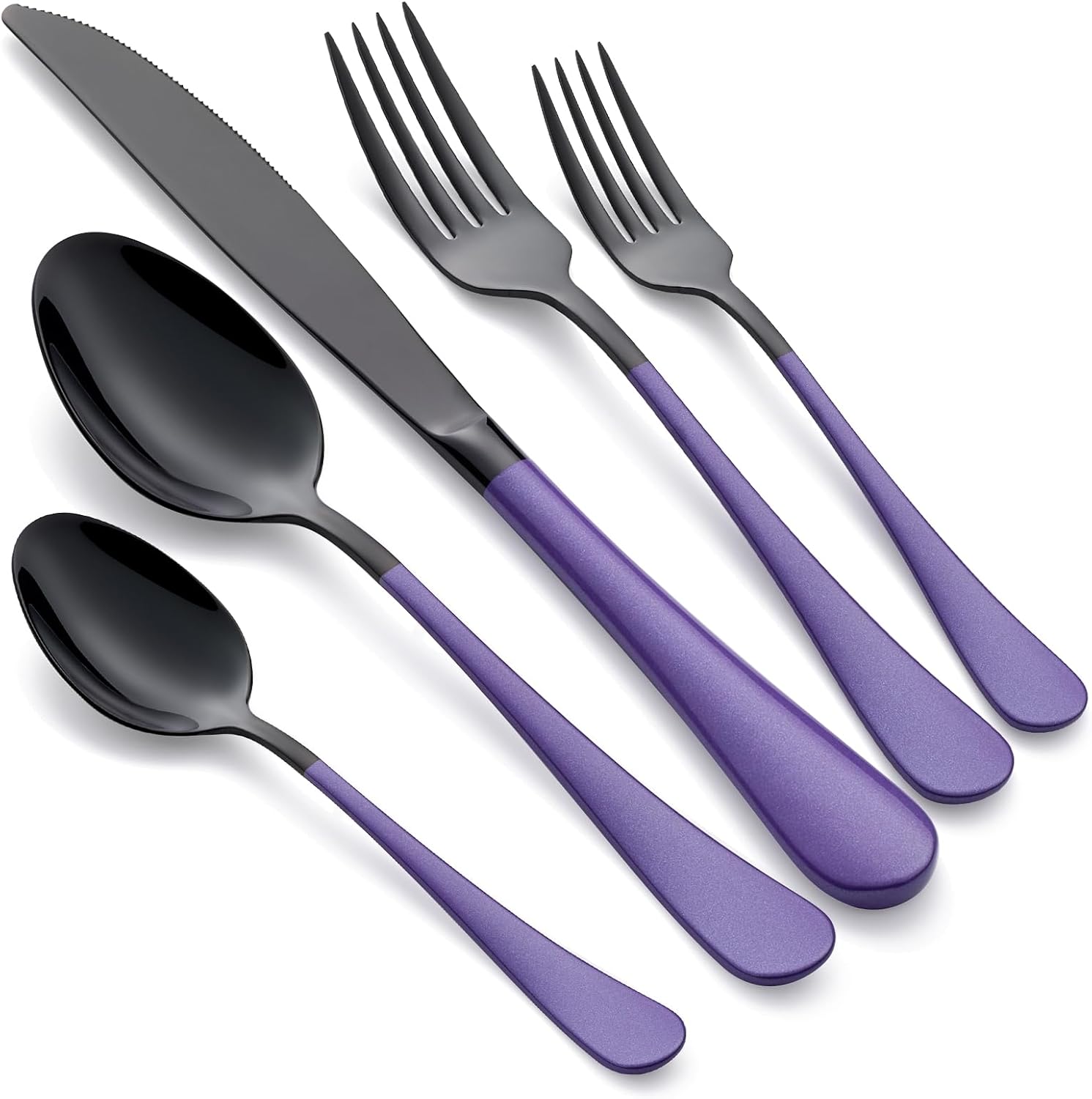 Amazon.com | LKTDYMEG 20-Piece Black and Purple Silverware Set 18/0 ...