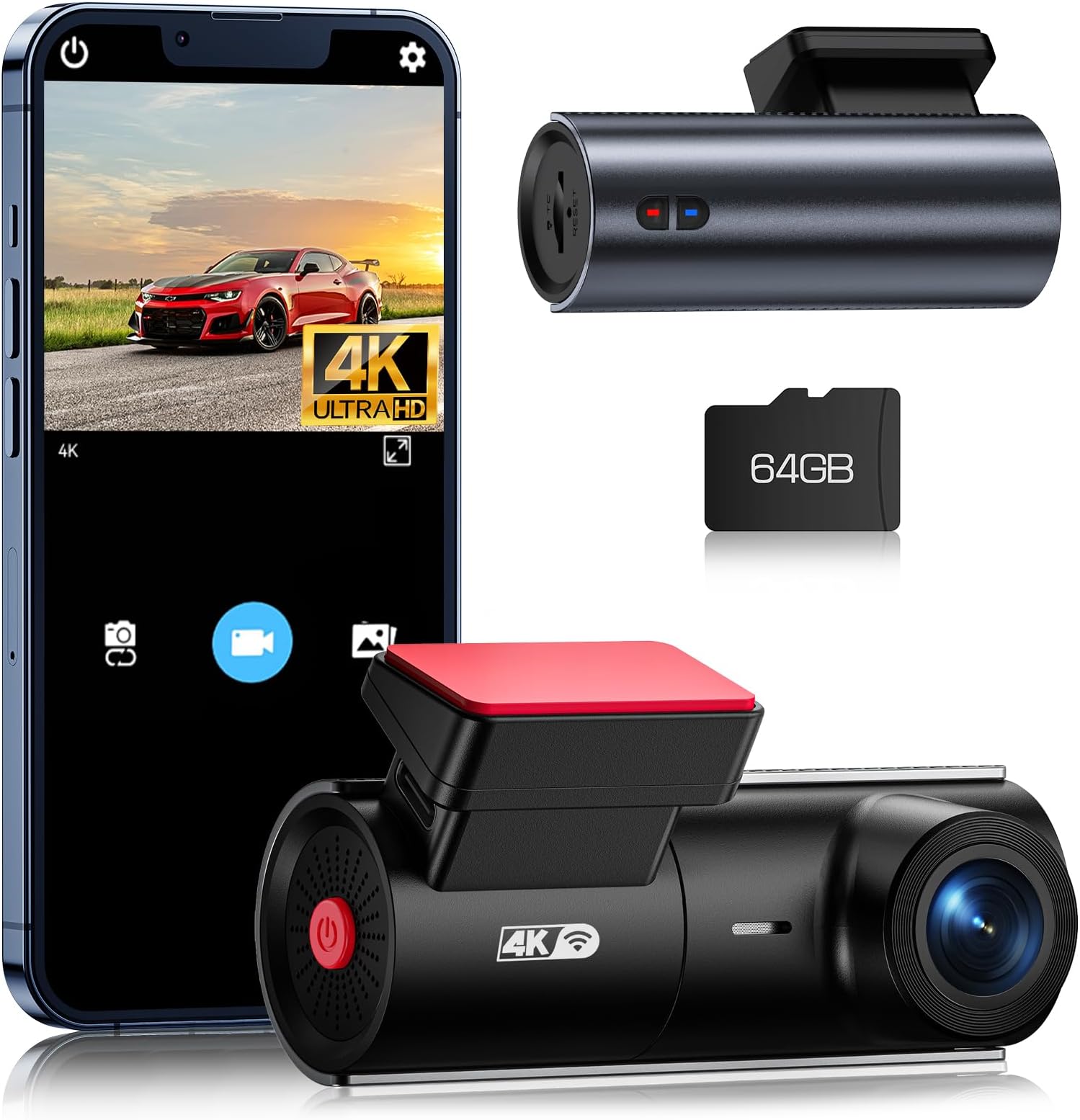 Amazon.com: Dash Cam 4K WiFi 2160P Car Camera, Dash Camera for Cars ...