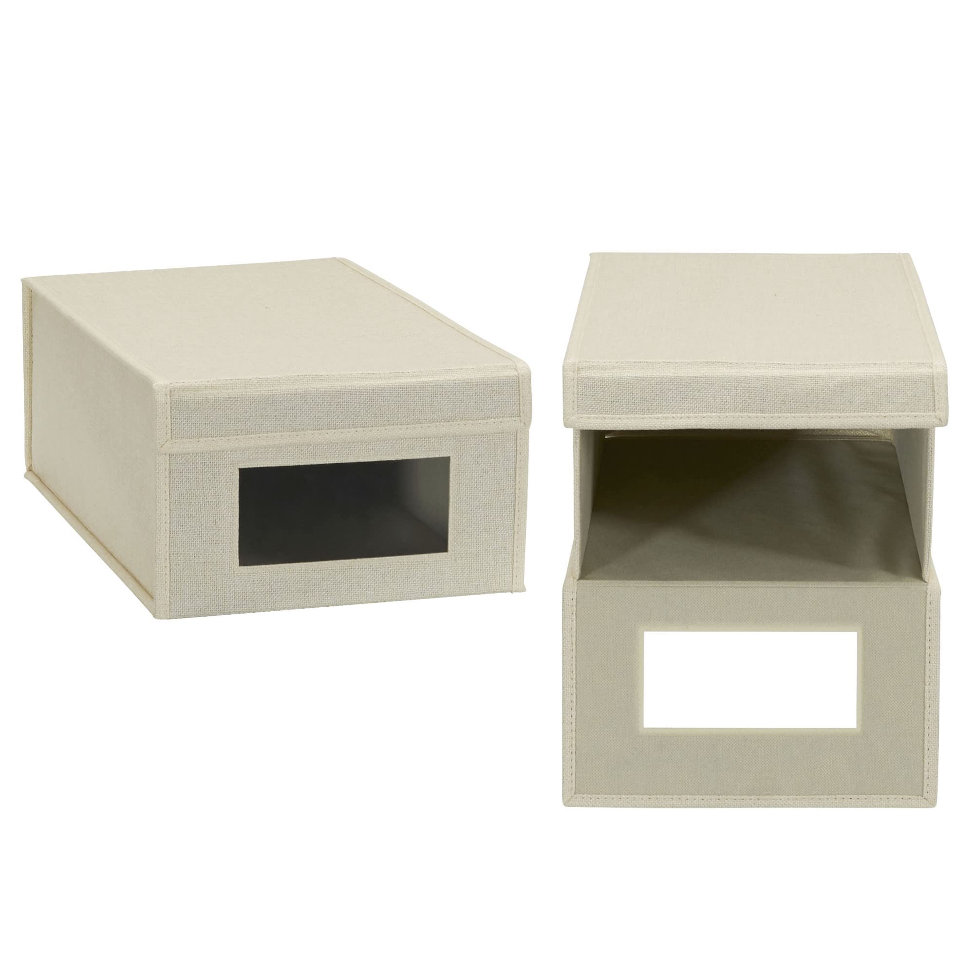 Household Essentials Large Drop Front Shoe Box 2 Pack, Beige