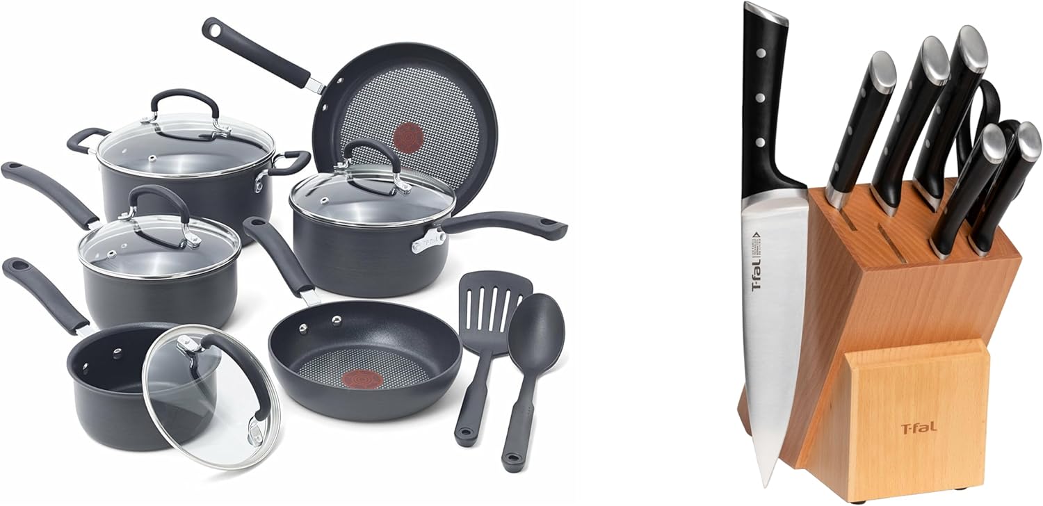 Amazon.com: T-fal 20 Piece Set Ultimate Hard Anodized Nonstick Cookware ...