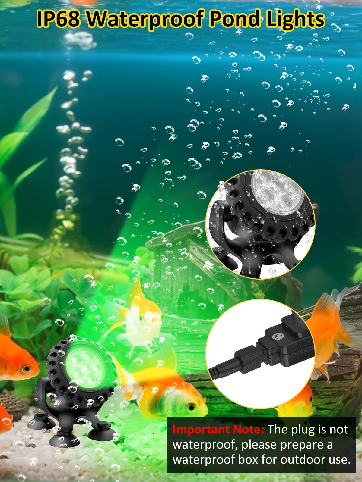 Pond Lights T-SUN Bluetooth APP Controlled - 6 Pack Color Changing LED ...