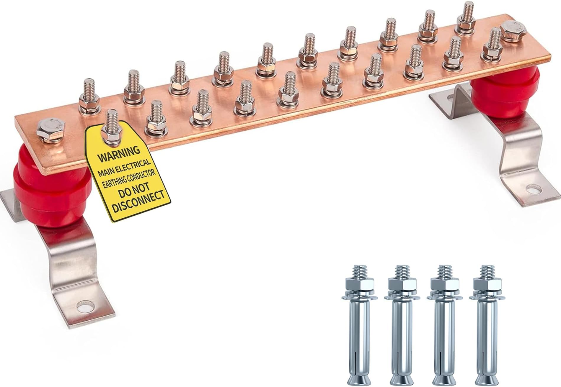 PIPROX 6" Copper Wall Mounted Ground Bar Kit - Electrical Ground Bar ...