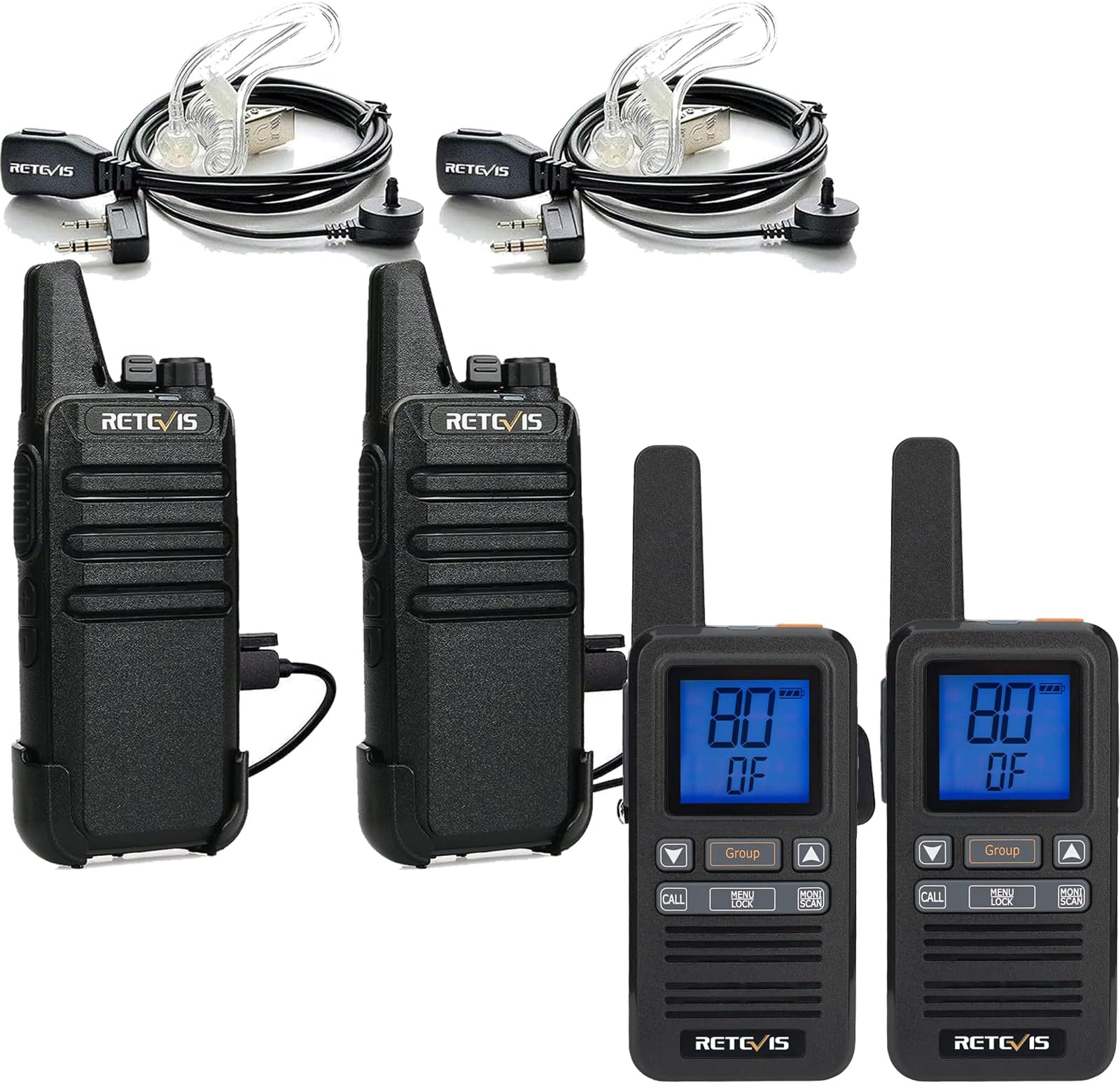Amazon.com: Retevis RT22 Mini 2 Way Radio Rechargeable (2 Pack) Bundle ...