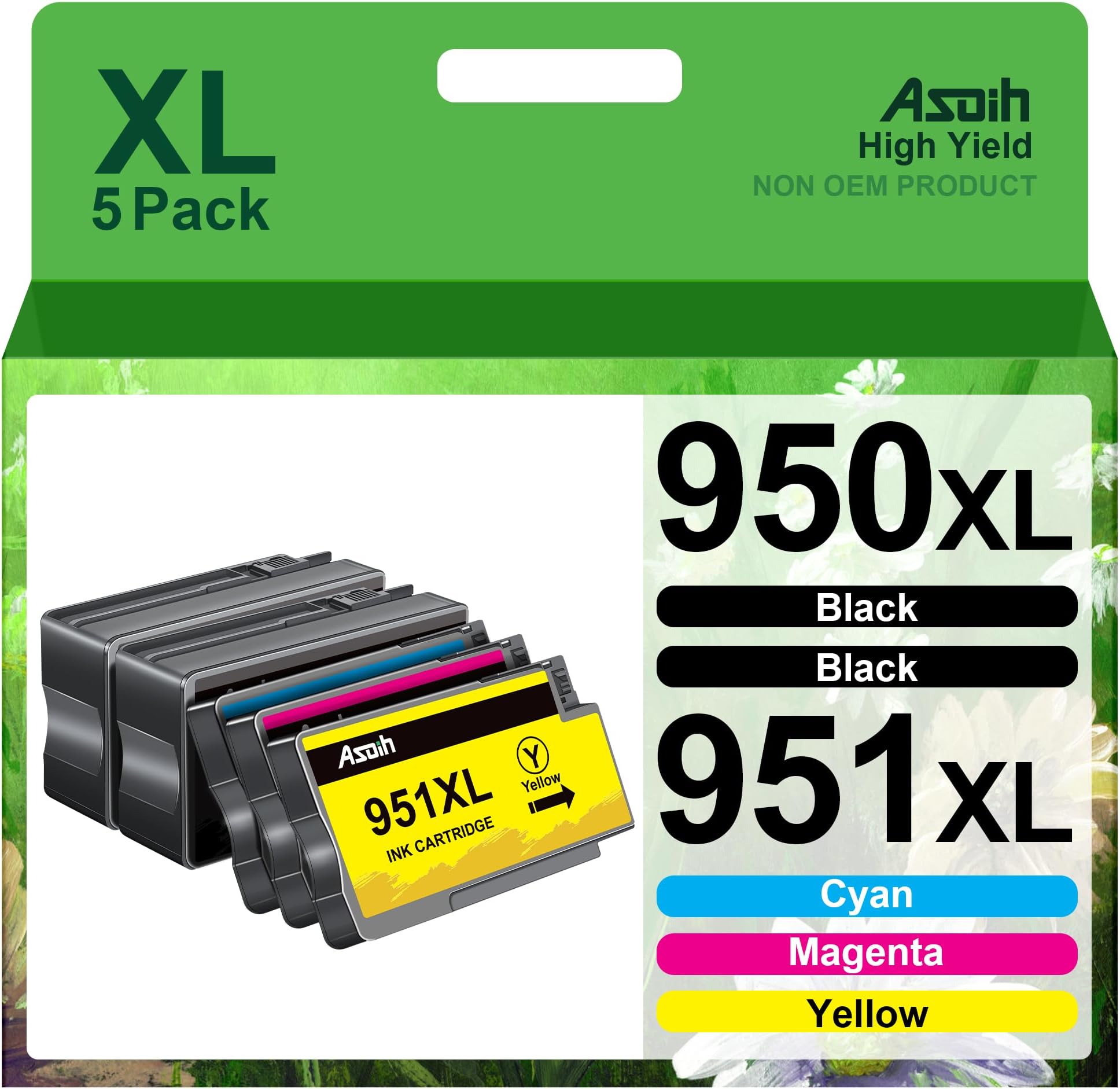 Amazon.com: Asoih Compatible HP 950XL Black Ink Cartridge Compatible ...