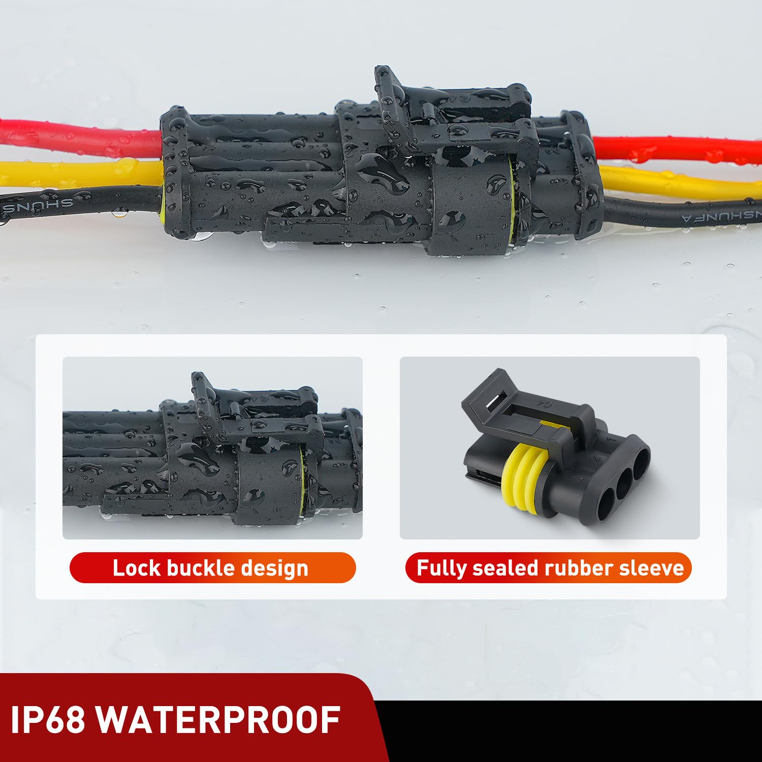 Rubber Waterproof Locking Electrical Connectors URAQT Car Waterproof
