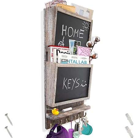 Amazon.com : Rustic 2-Slot Mail Sorter Organizer for Wall with ...