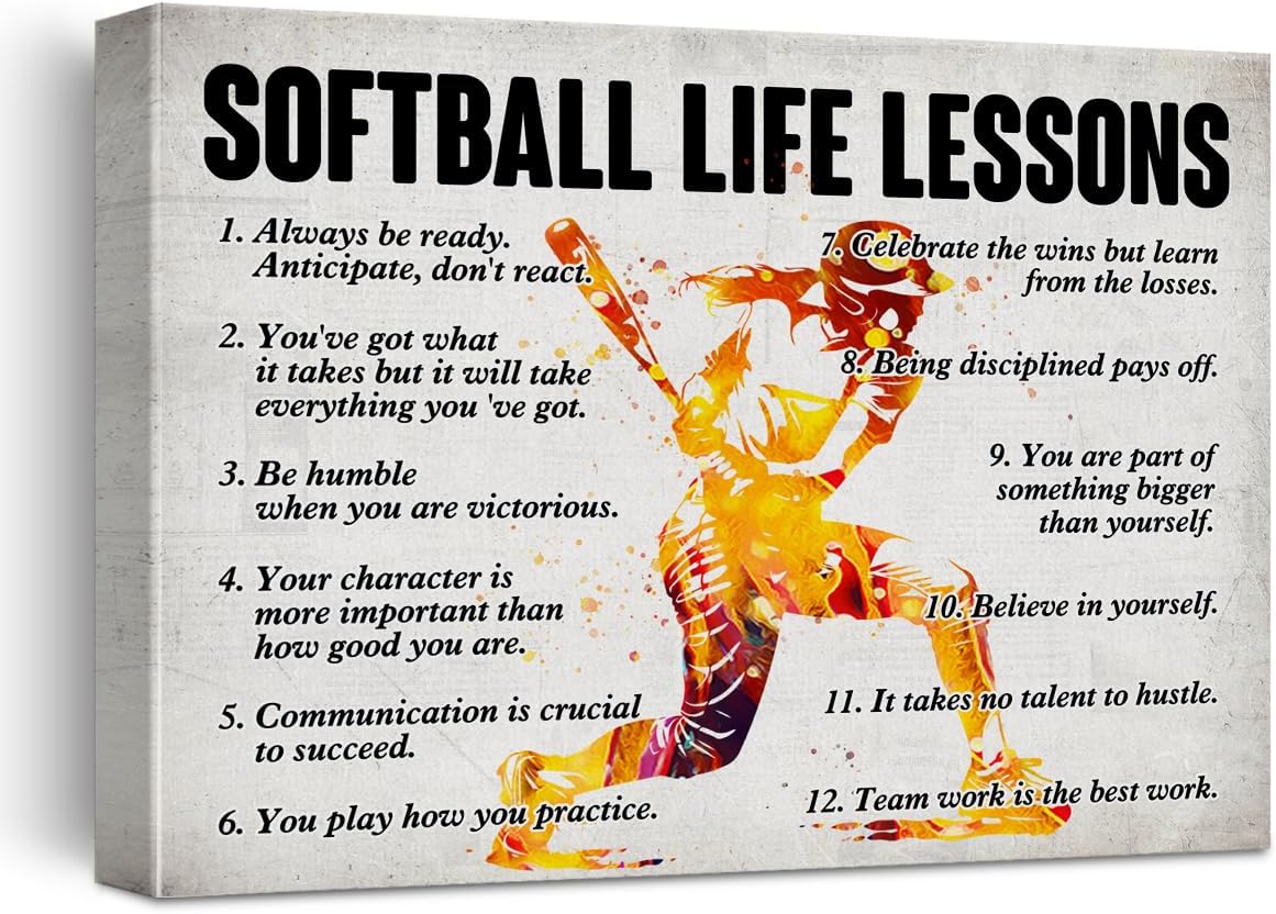 Amazon.com: Hijie Softball Poster Canvas Wall Art for Home Bedroom ...