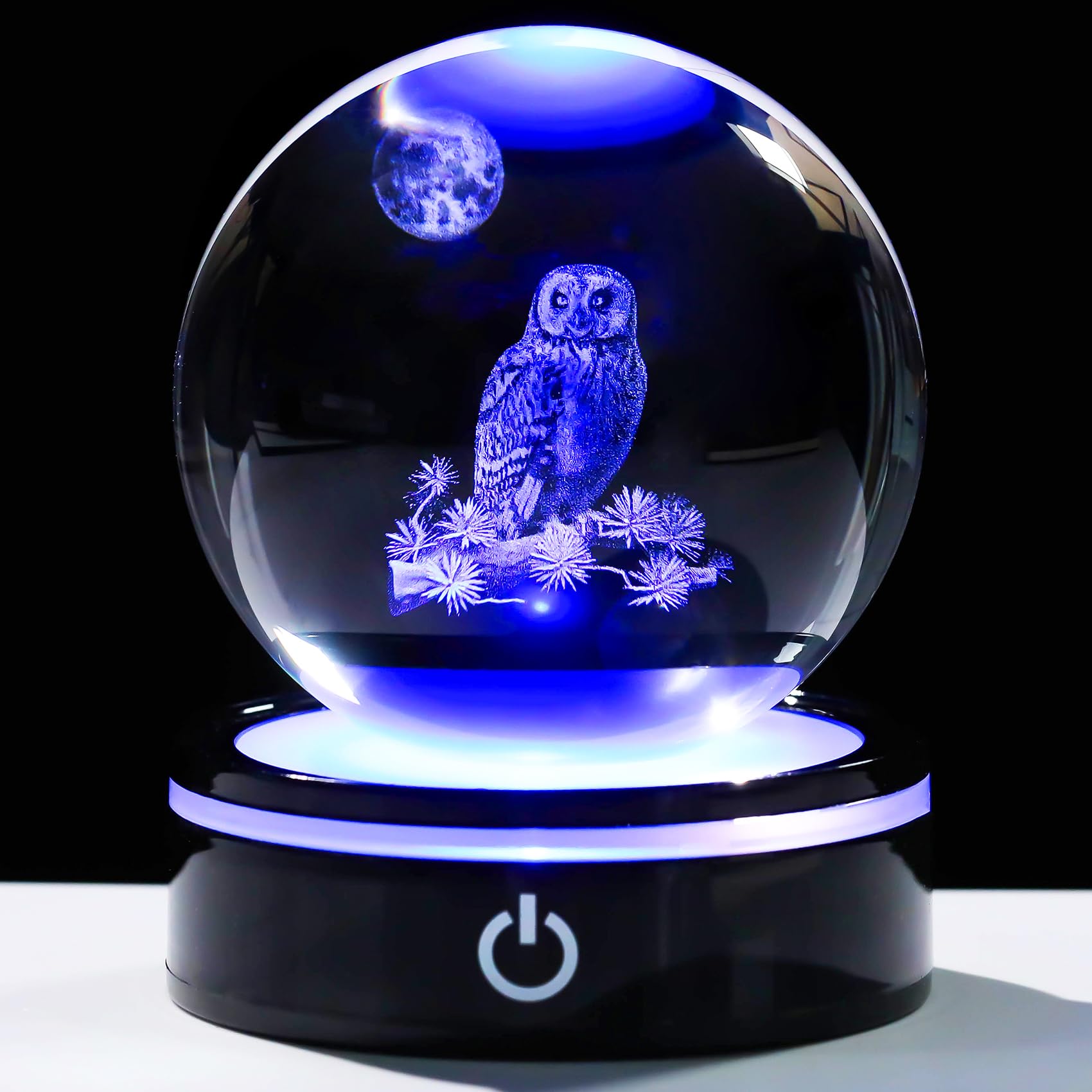 Amazon.com: YWHL 3D Owl Figurine Crystal Ball with Colorful Light Base ...