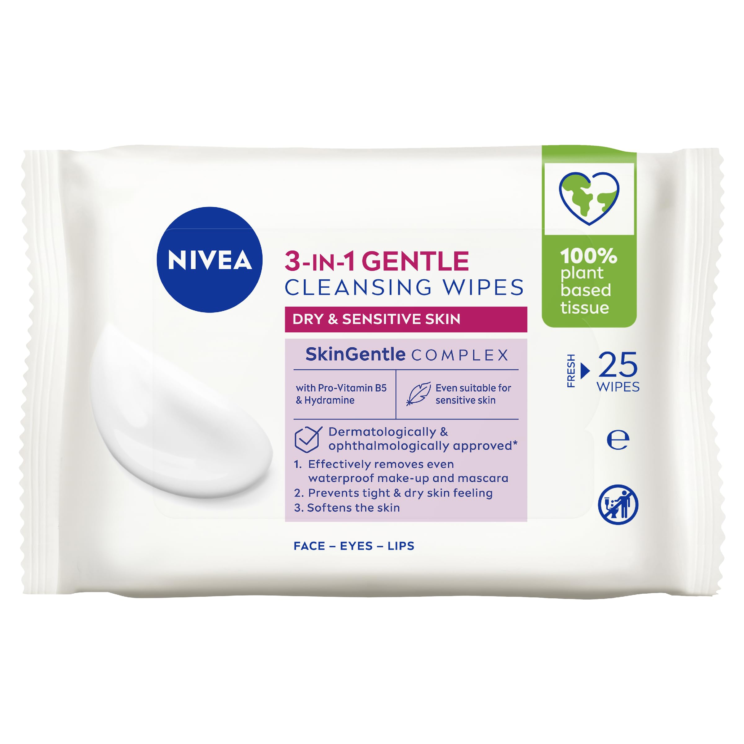 NIVEA Face Wipes | 25 Pack | Gentle & Biodegradable | For Dry ...